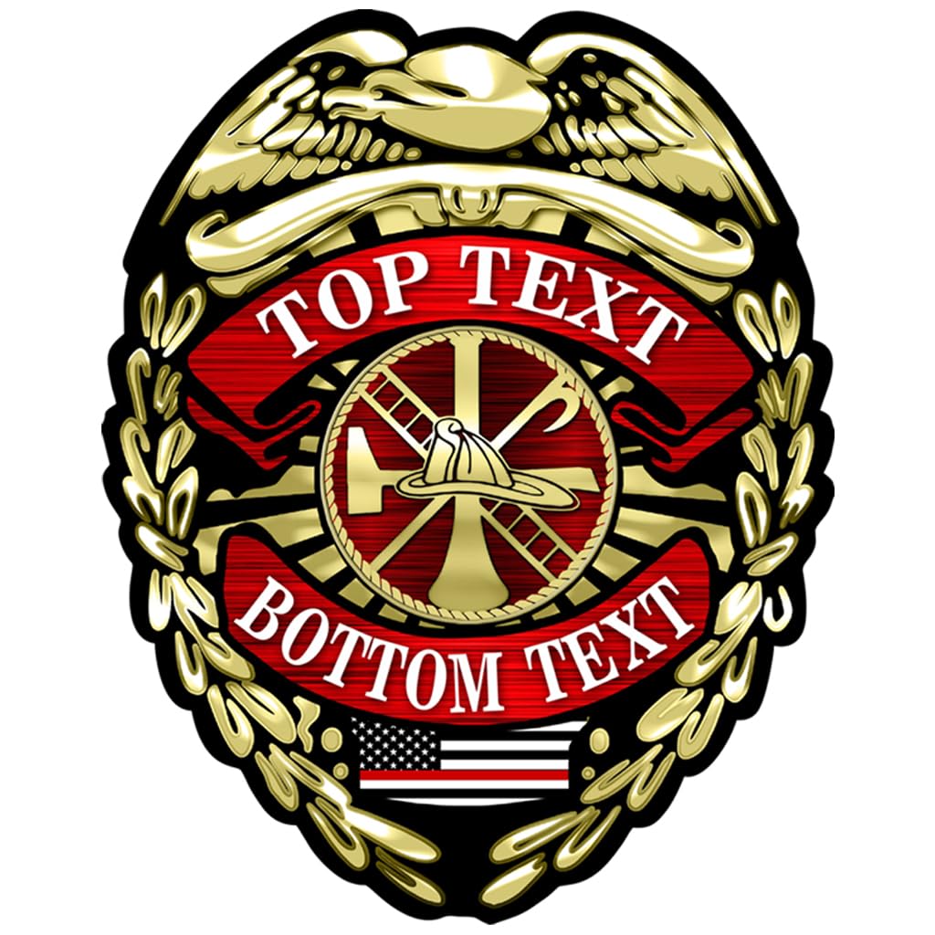 Amazon.com - 4 Inch Tall Custom Firefighter Badge Sticker - Fully ...