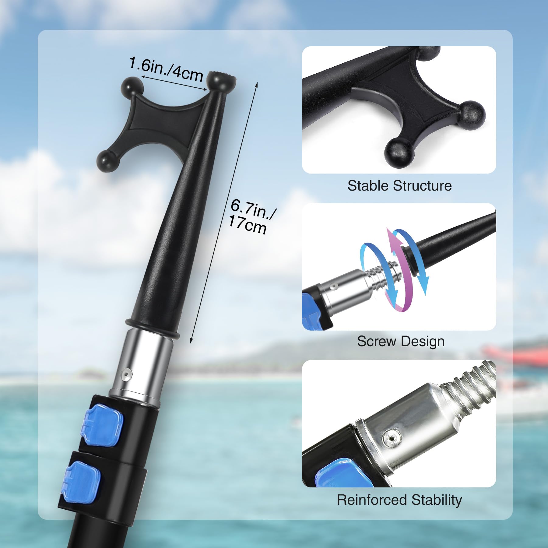 Marine Docking Pole REDCAMP Telescoping Boat Hook - 12ft Lightweight ...