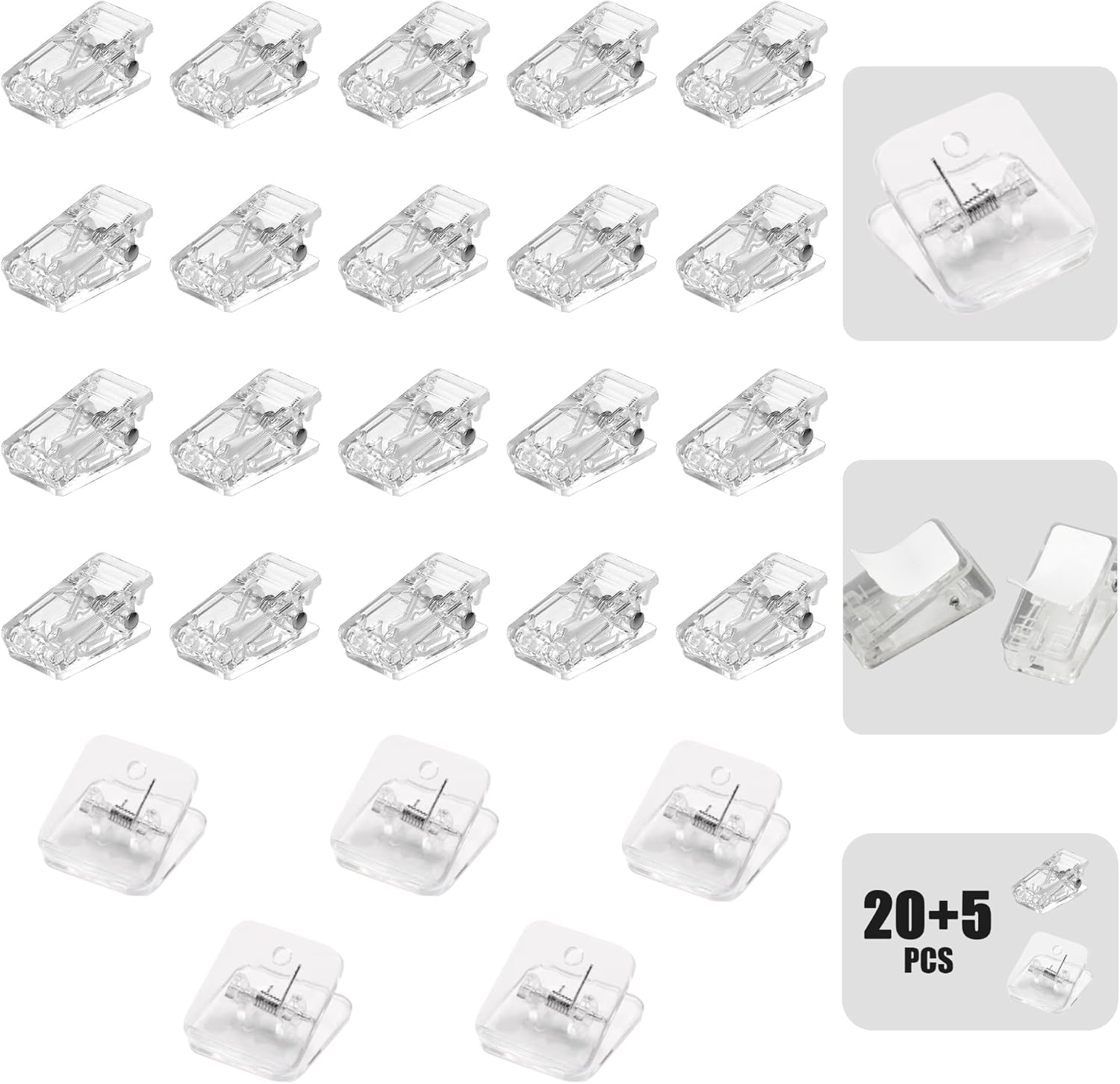 Amazon.com : Self-Adhesive Clips,Plastic Transparent Spring Hanger ...