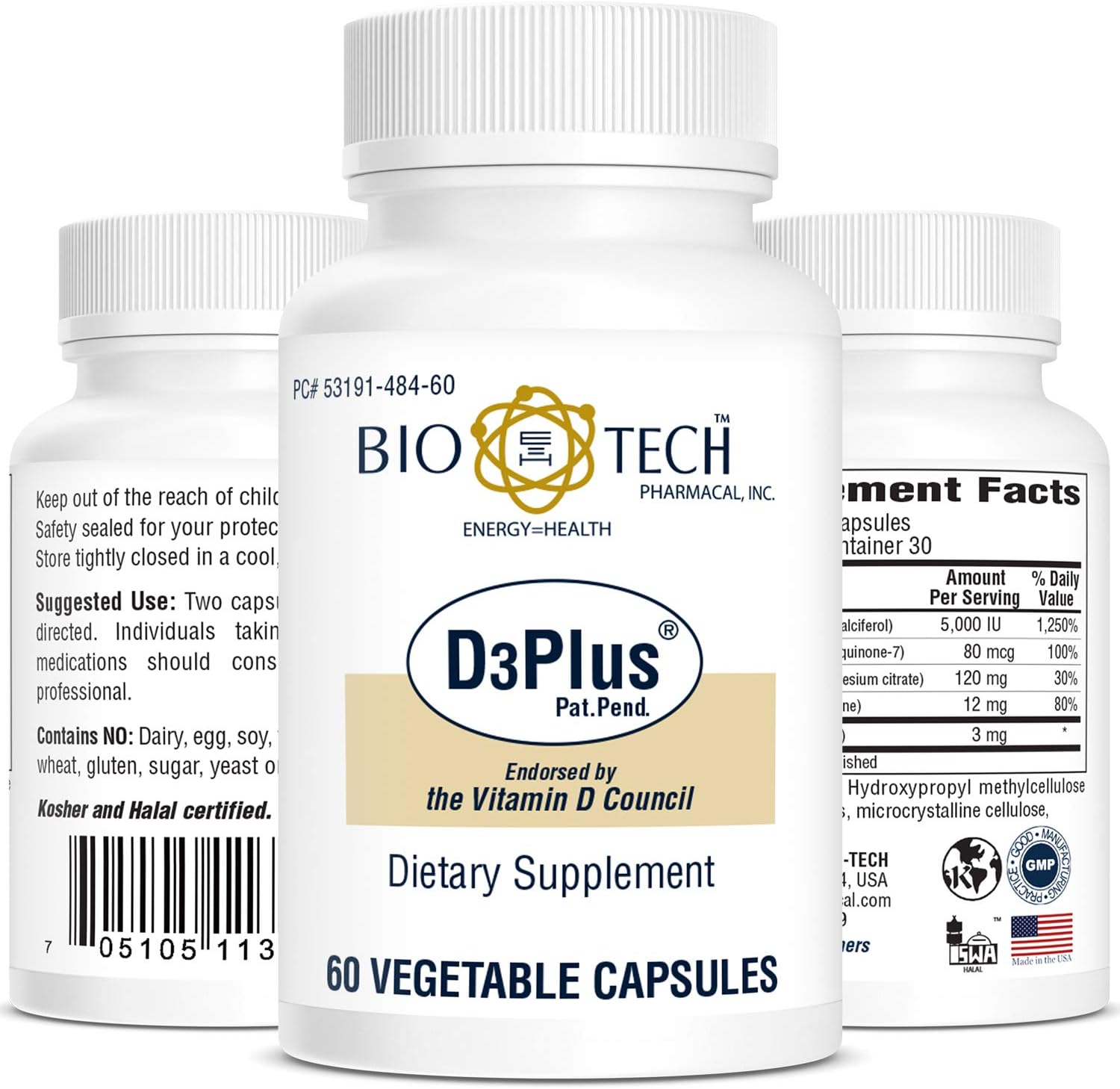 Amazon.com: Bio-Tech Pharmacal D3 Plus (60 Count) : Health & Household