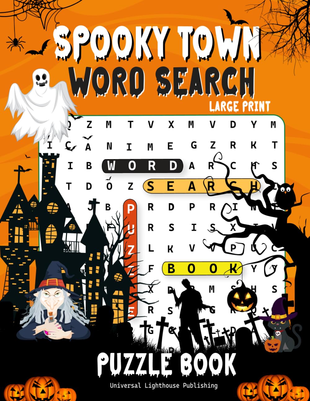 Amazon.com: SPOOKY TOWN WORD SEARCH PUZZLE BOOK: 100 Fun Halloween Word ...
