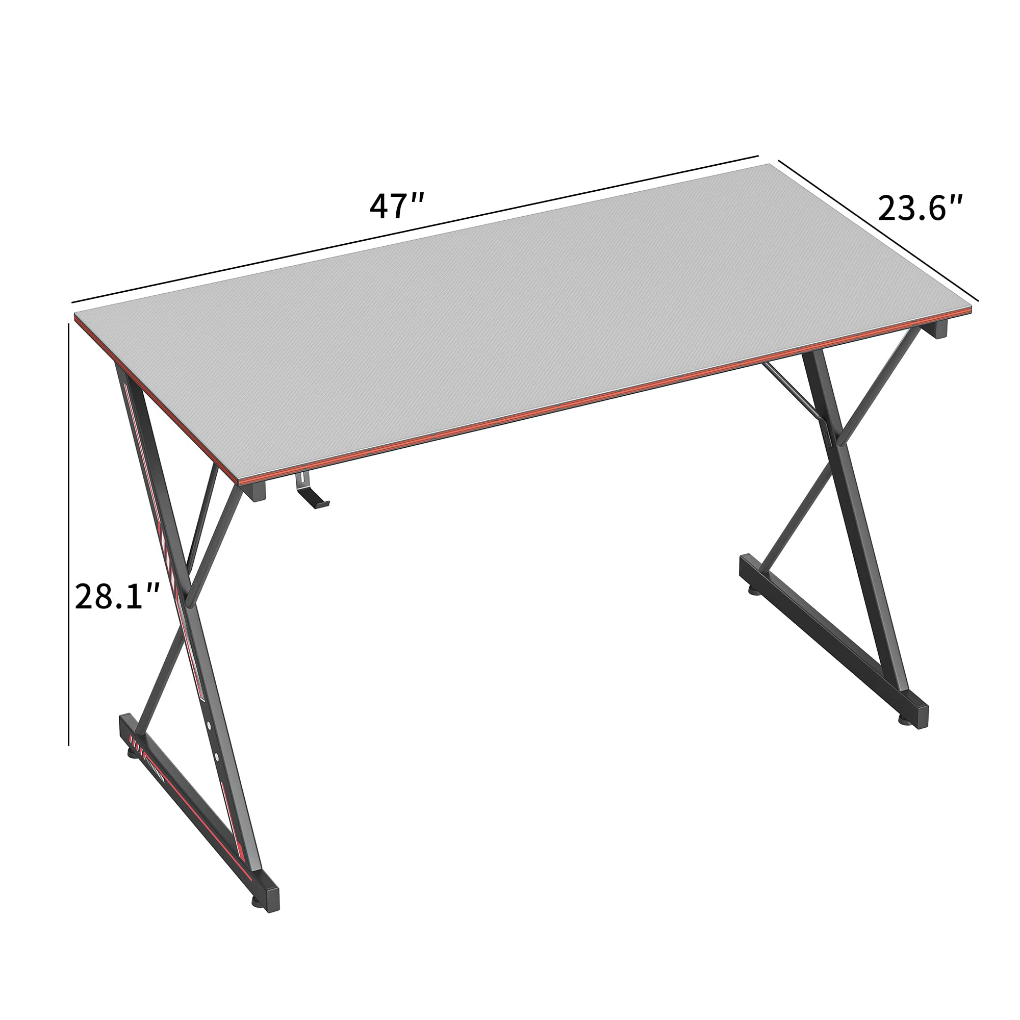 Snapklik.com : CubiCubi Gaming Desk 47 Inch PC Computer Desk, Carbon ...