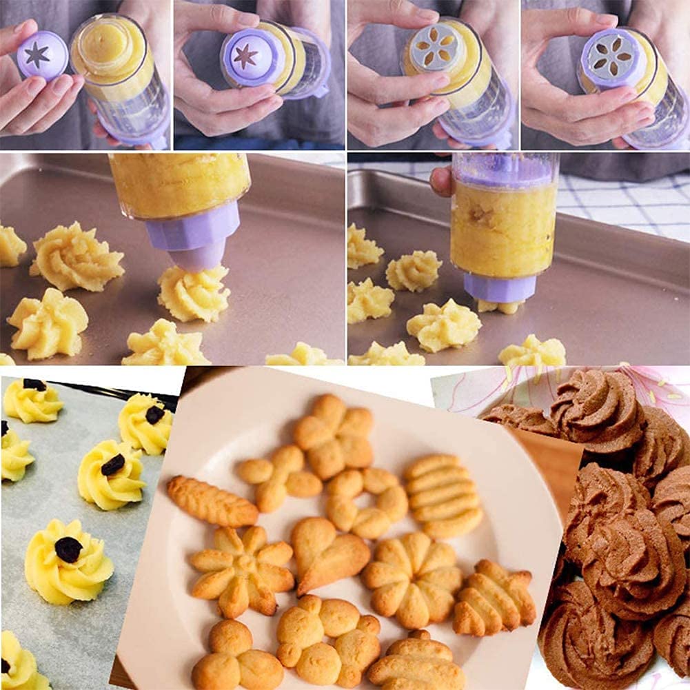 Baking Cookie Set AIMEET Butter Cookie Gun With 10 Discs & 8 Tips ...