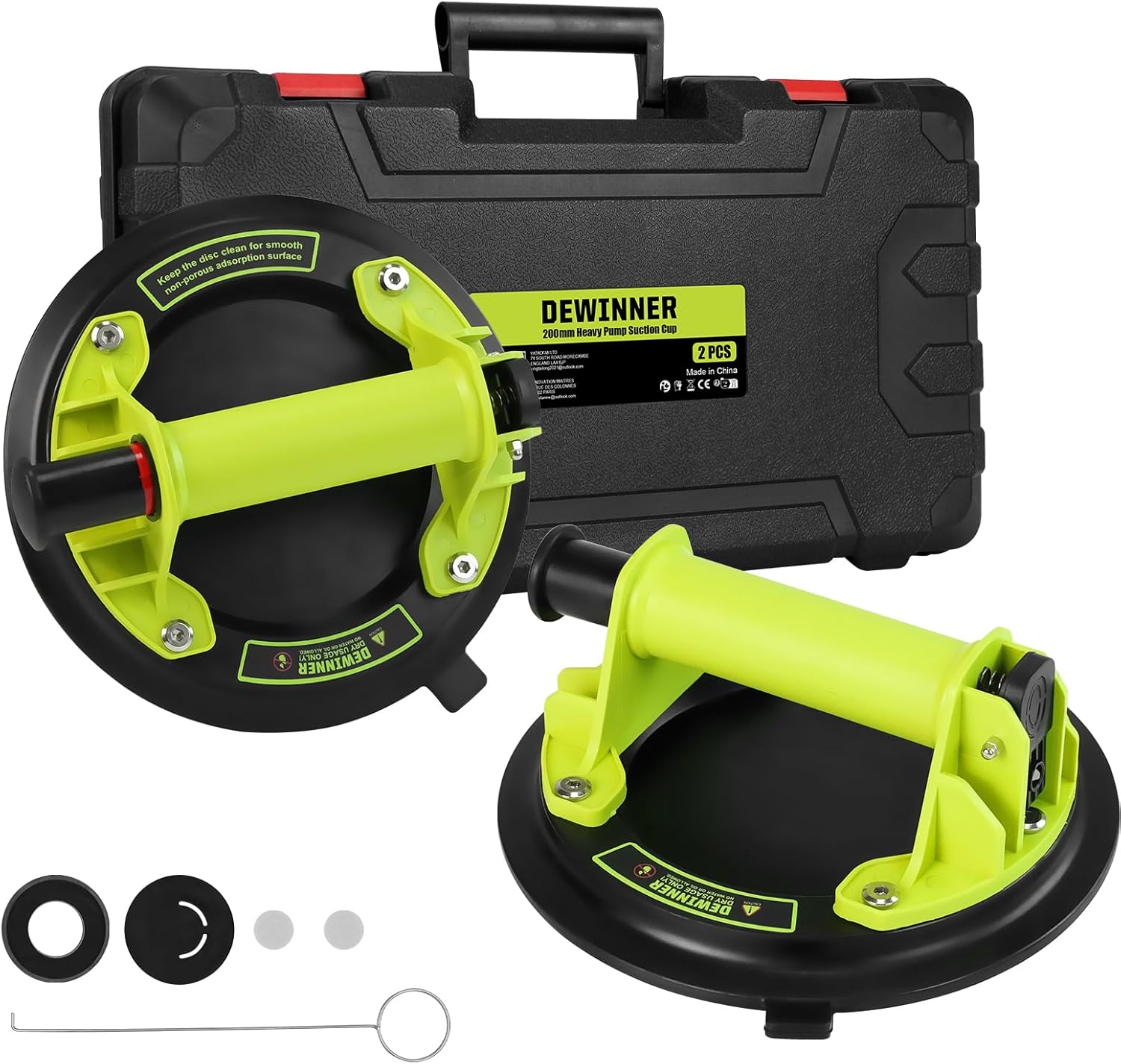 DEWINNER 8" Glass Suction Cups - Heavy-Duty Vacuum Glass Lifter for ...