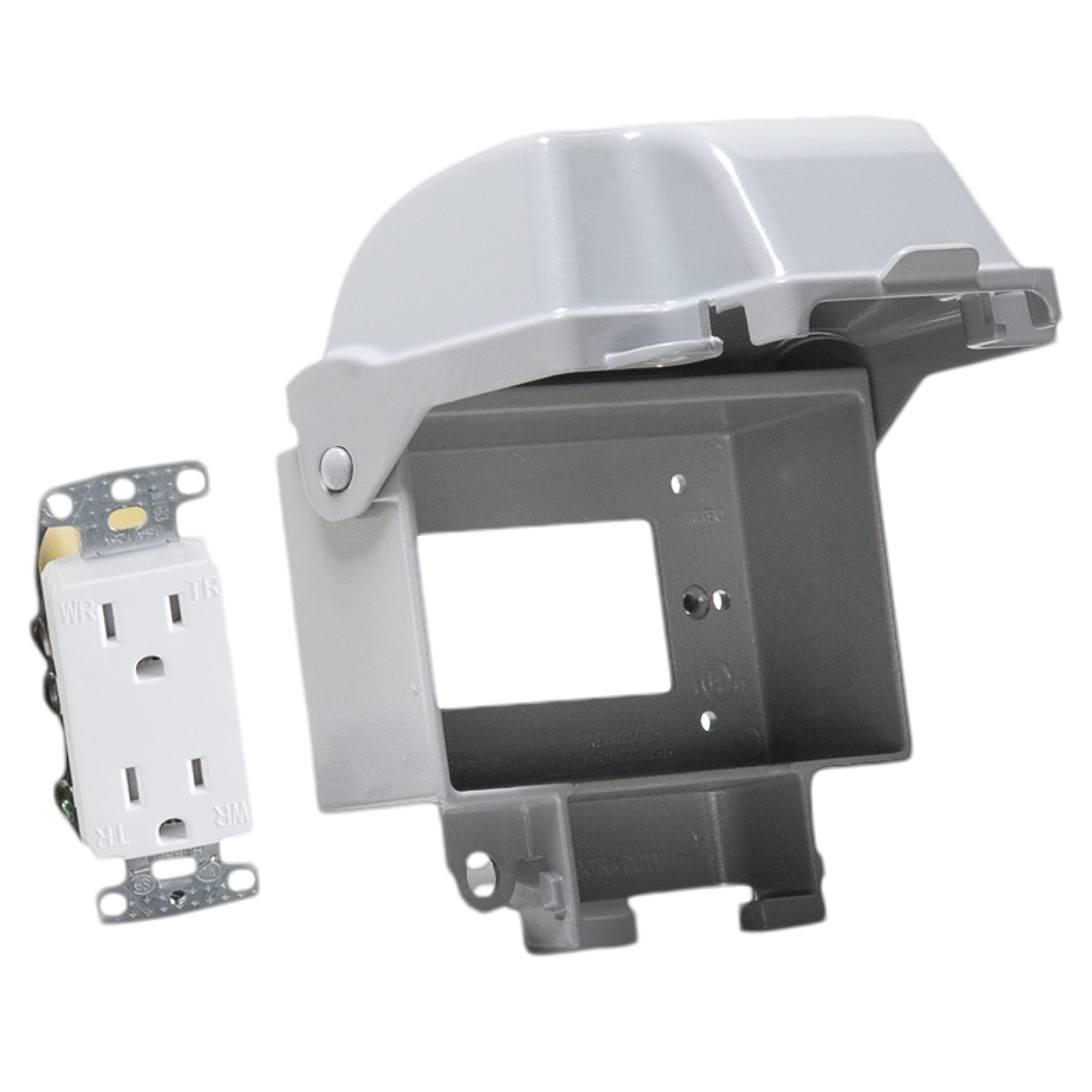 Snapklik.com : TayMac MD5802-0 15A Duplex/Horizontal In-Use Metal Cover ...