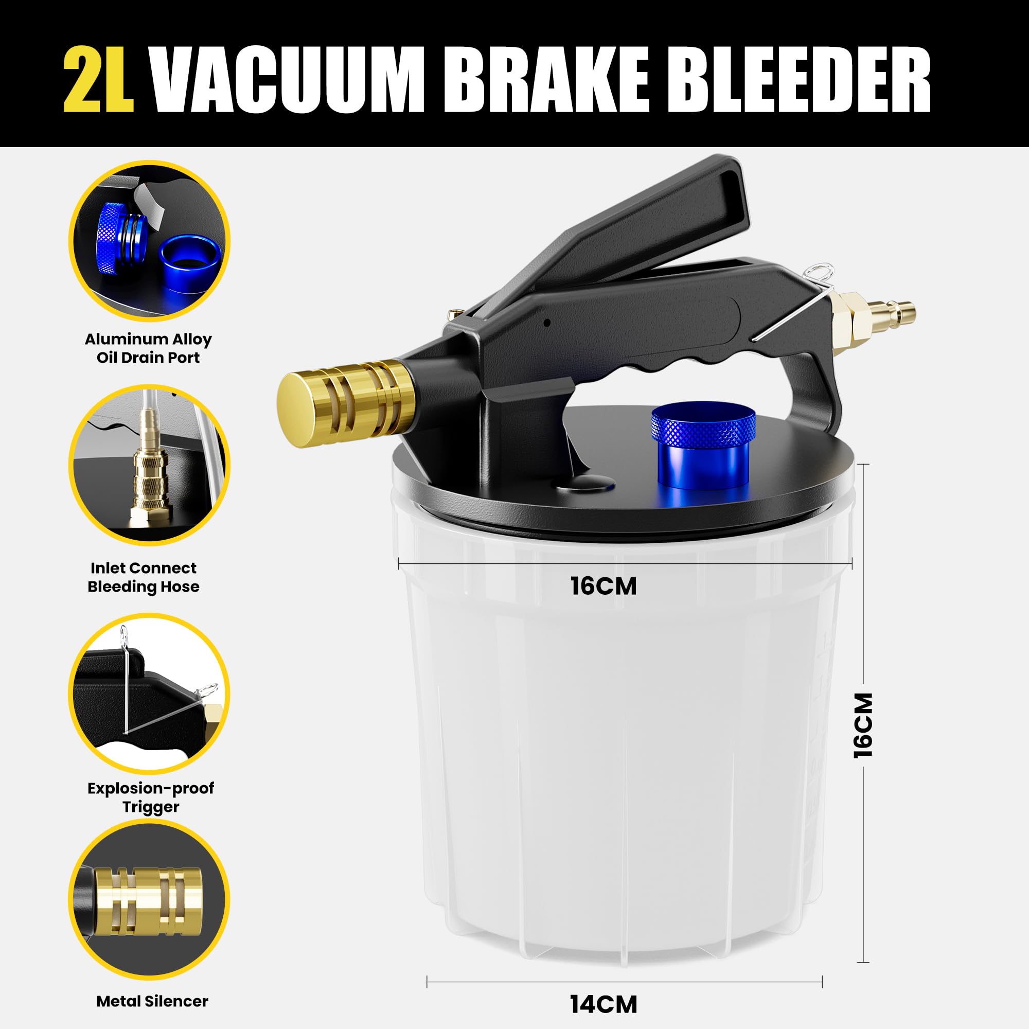Snapklik.com : MKING 2L Vacuum Brake Bleeder Kit - One Person Pneumatic Brake Fluid & Clutch ...