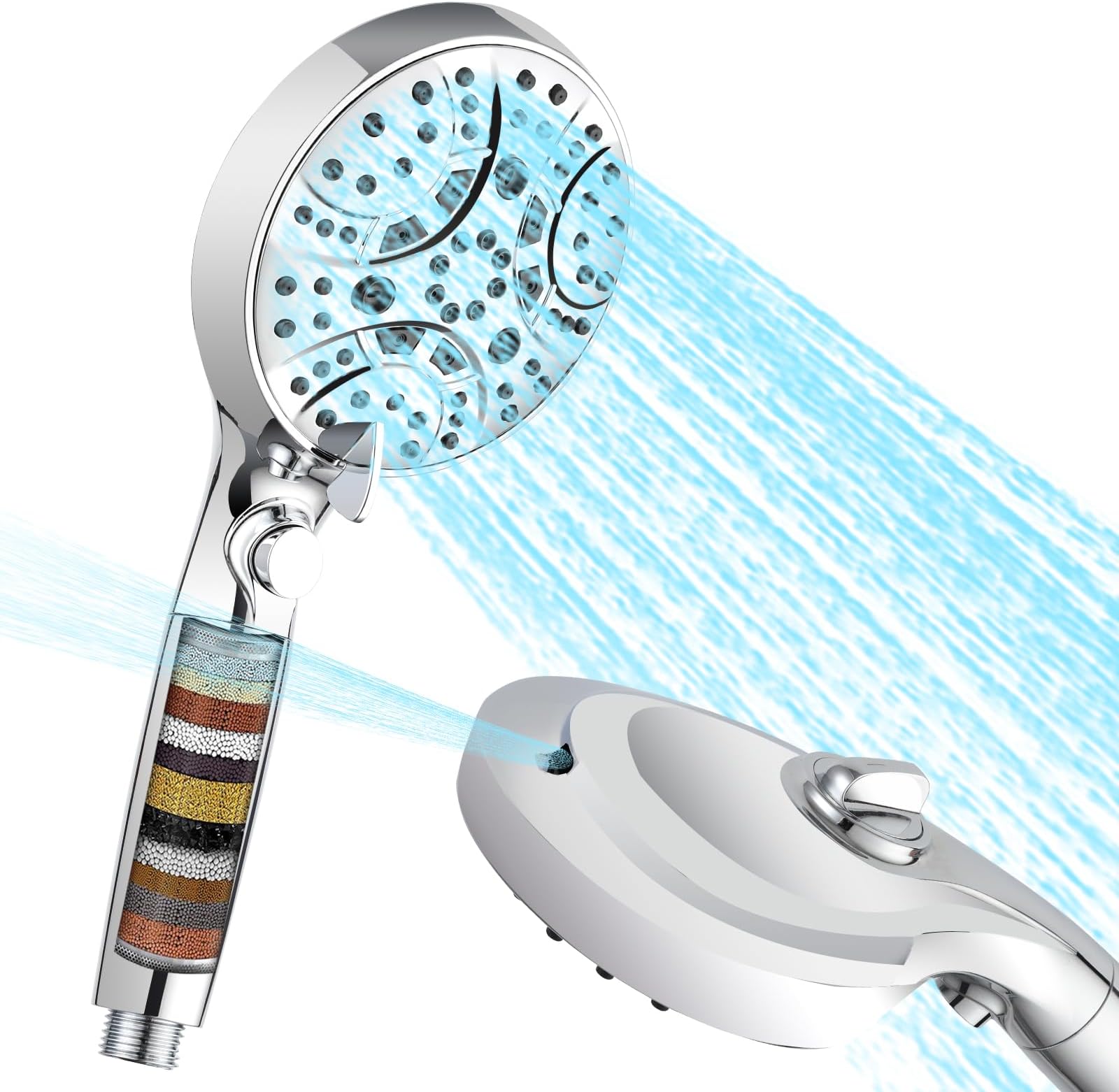 PWERAN Filtered Shower Head with Handheld, High Pressure Water Flow and ...
