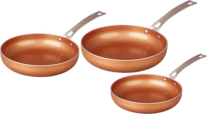 Amazon.com: CONCORD 3 Piece Ceramic Coated -Copper- Frying Pan Cookware ...