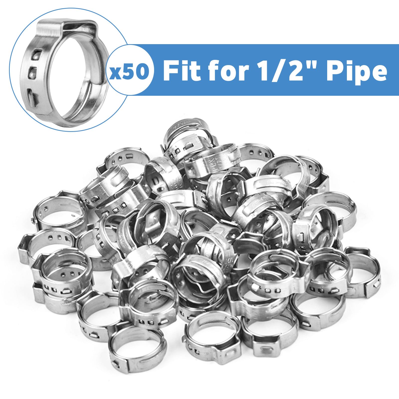 Snapklik.com : BREADEEP 120 Pack 1/2 Inch Pex Crimp Ring, Pex Cinch ...