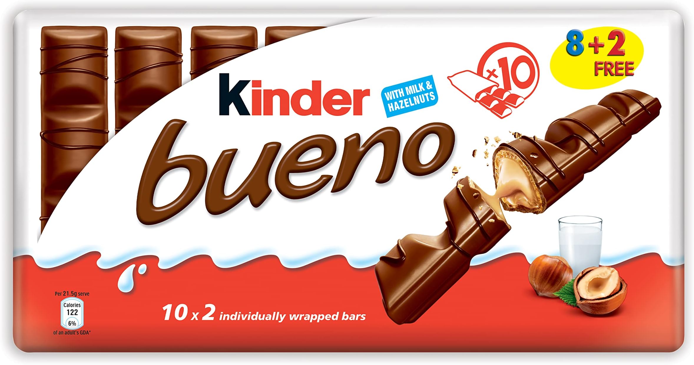 Amazon.com: Kinder Bueno bar, Hazelnut, 1.51 Ounce (Pack of 10 ...