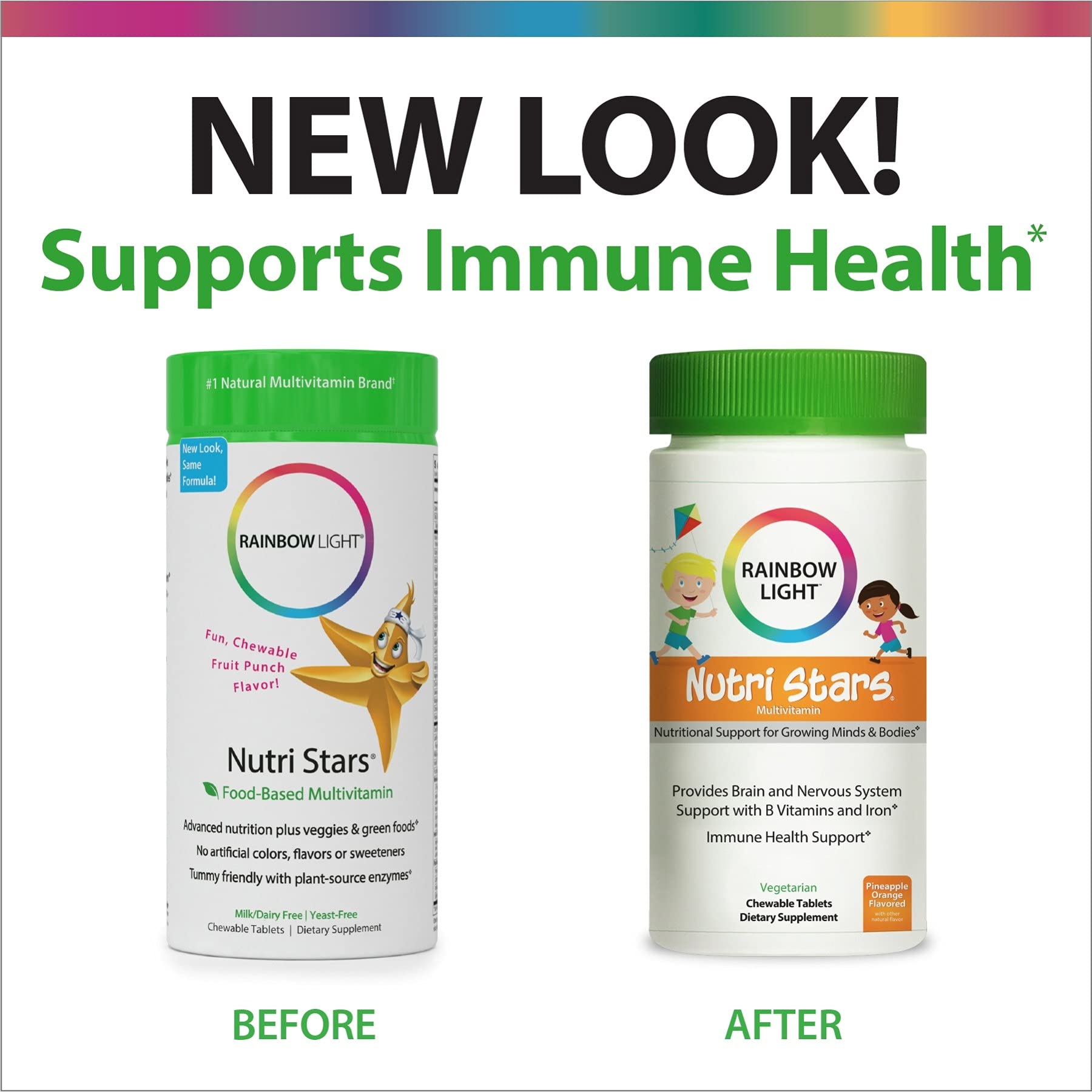 Buy Rainbow Light Nutri Stars Multivitamins for Kids Provides Brain and ...