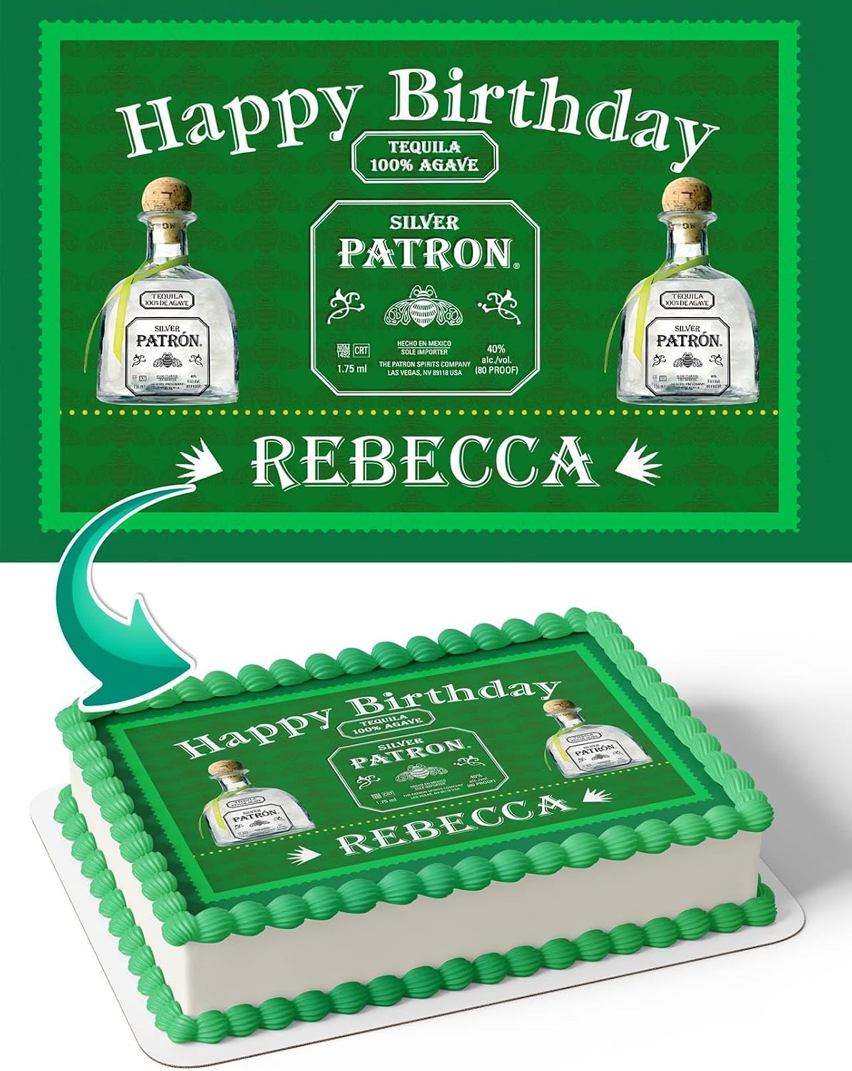 Amazon.com: Cakecery Patron Tequila Edible Cake Image Topper Birthday ...