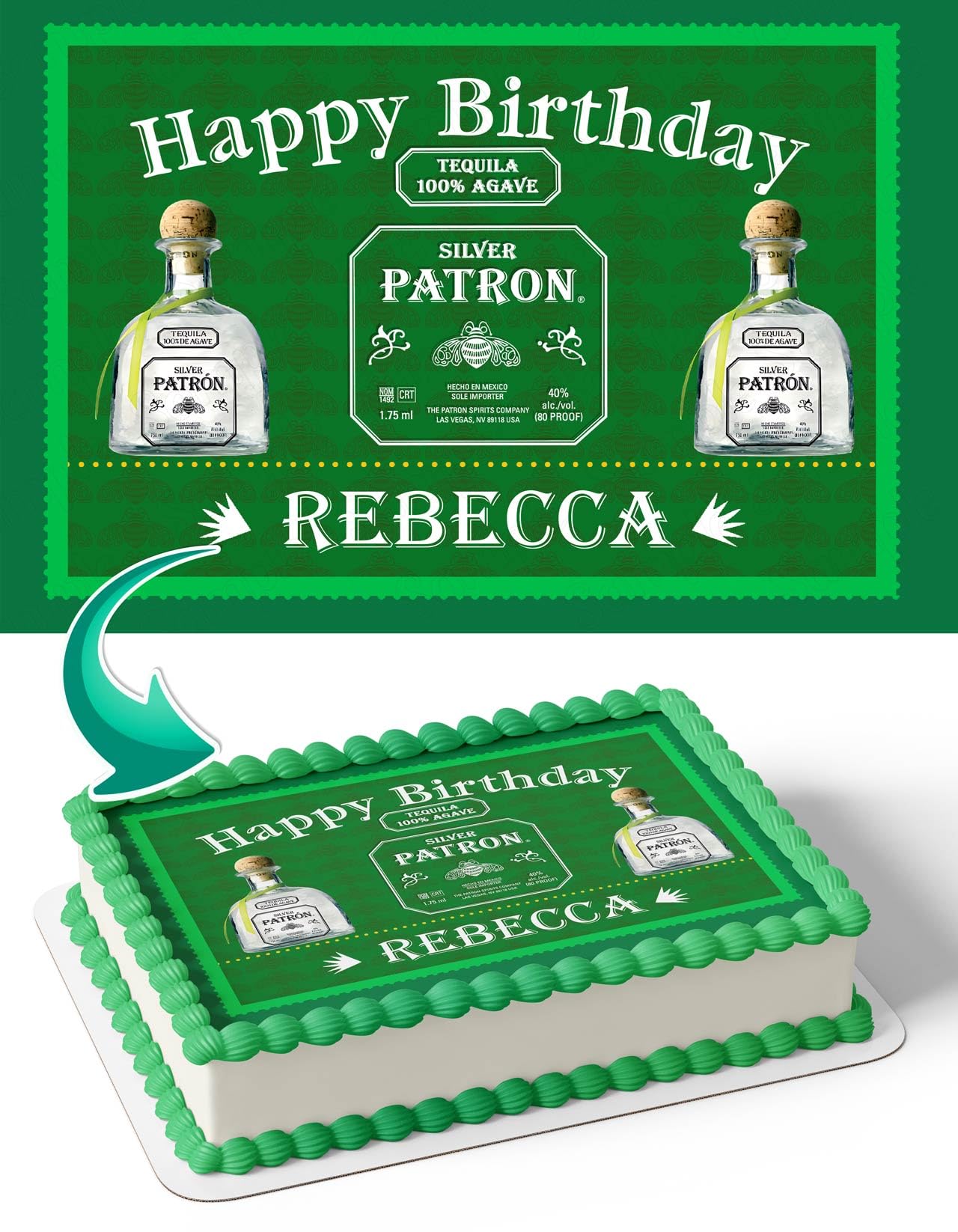 Amazon.com: Cakecery Patron Tequila Edible Cake Image Topper Birthday ...