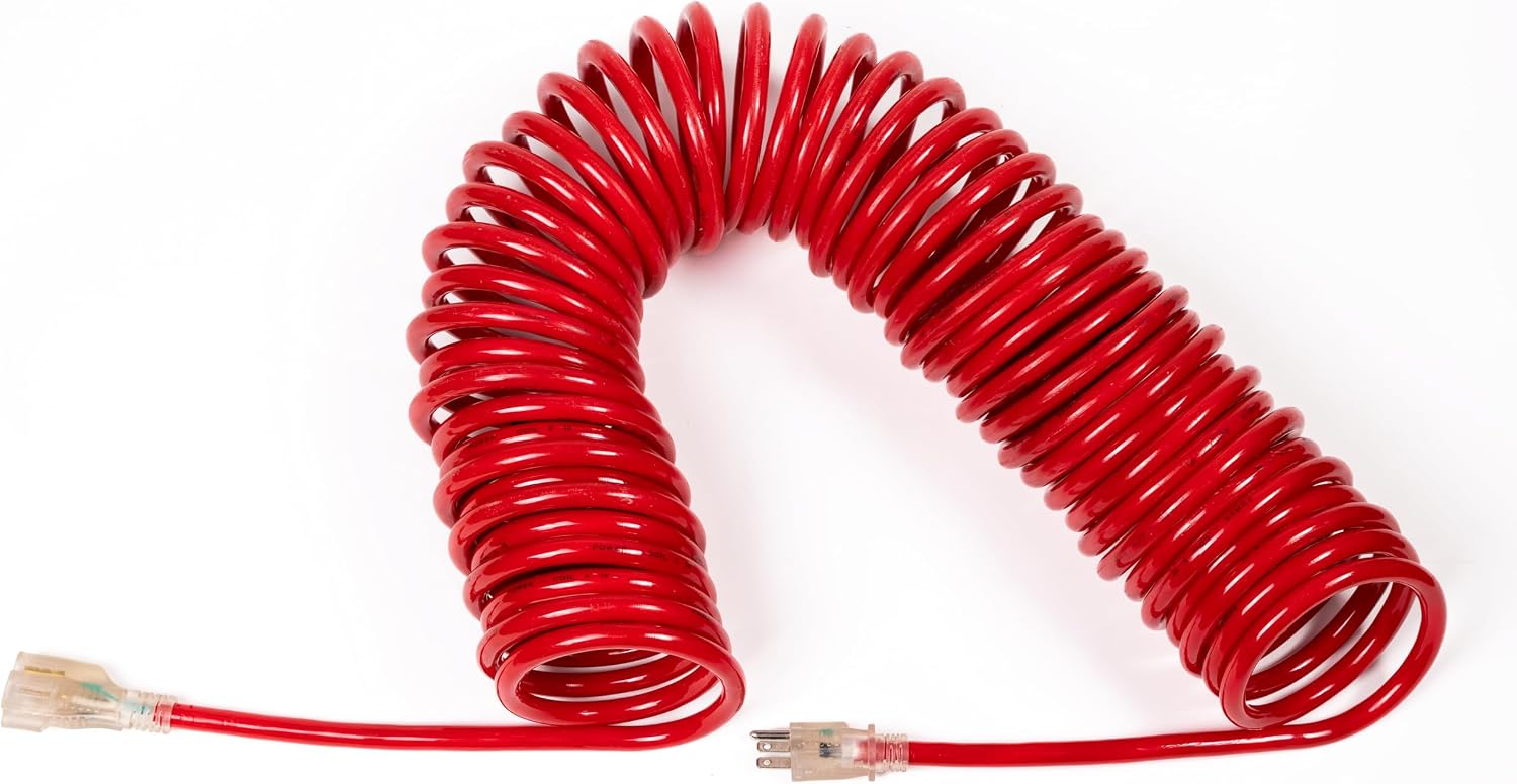 Amazon.com: Powercoil x10 Heavy Duty Coiled Extension Cord 50 Ft ...