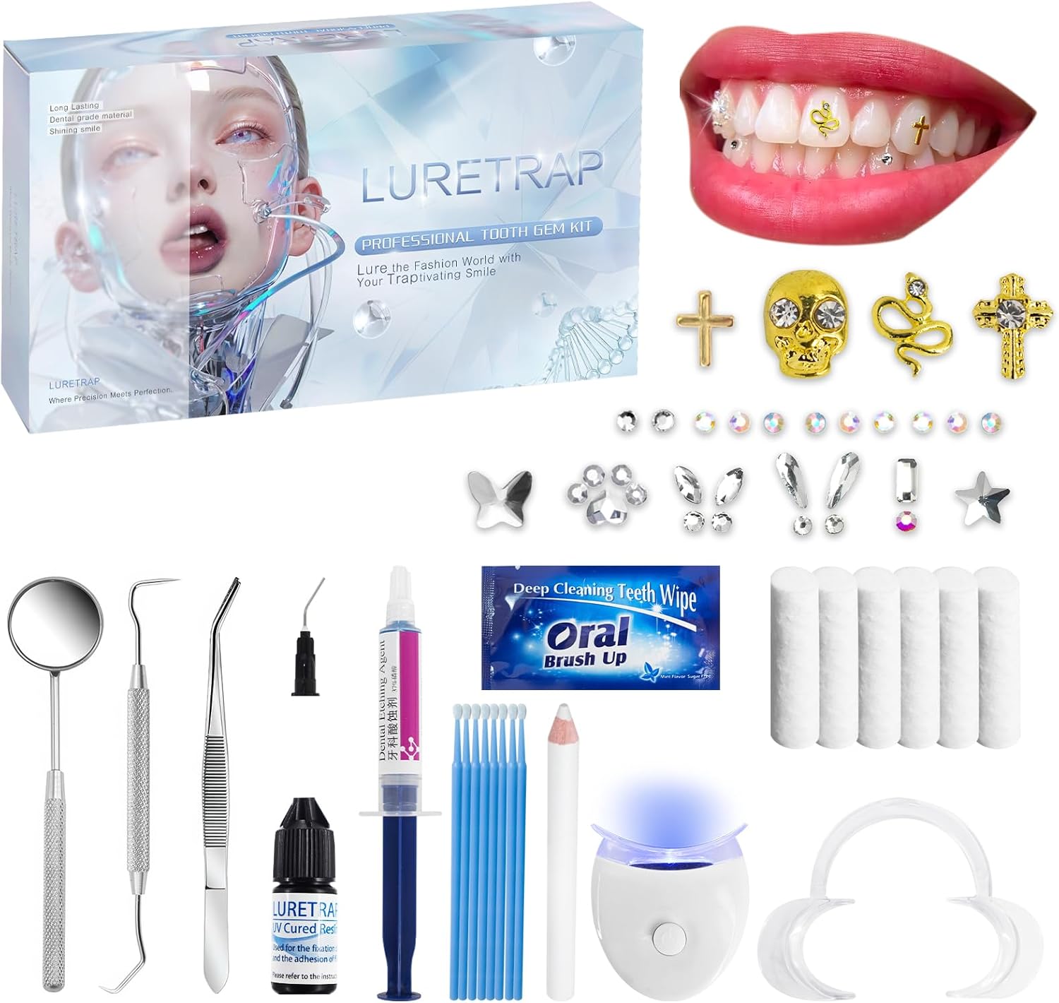 Amazon.com: Luretrap Y2K Aesthetic Tooth Gem Kit | 30 Premium Crystal ...