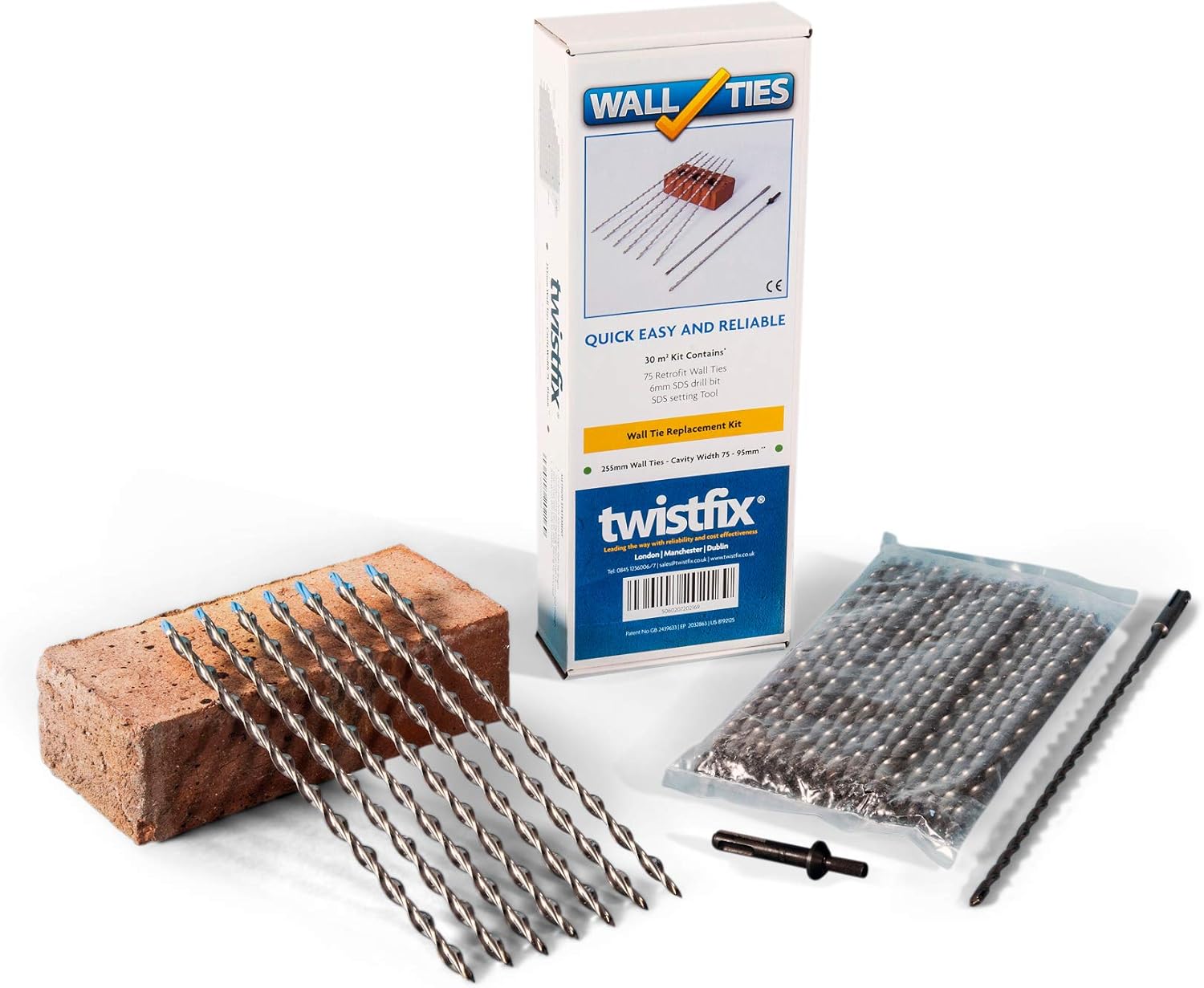 TWISTFIX 230mm Helical Wall Ties - 30 Sq Metre Kit : Amazon.co.uk: DIY ...