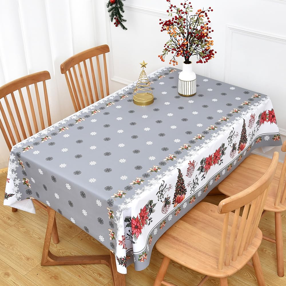Amazon.com: Yofori Christmas Table Cloth Rectangle Heavy Duty Vinyl ...