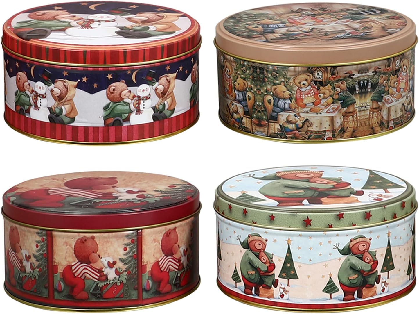Amazon.com: Christmas Cookie Tins Set of 3, Metal Christmas Tin ...