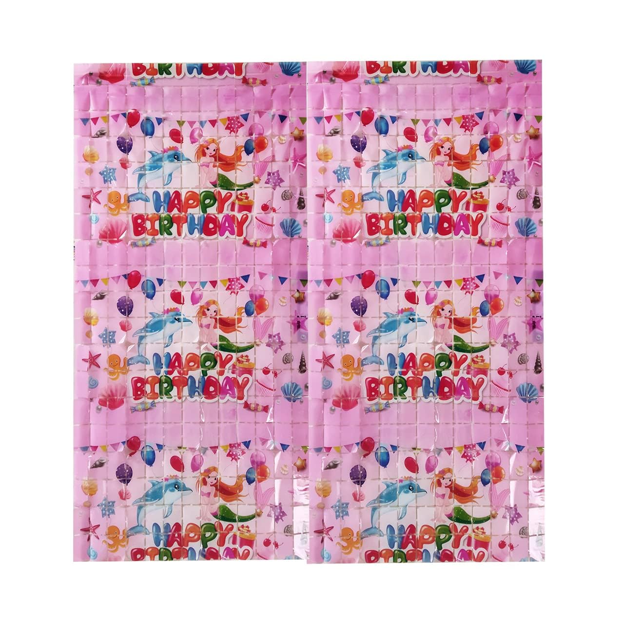 Birthday Popper Mermaid Aqua Theme Foil Curtain | 2 Pack | 3.5 Ft x 6.5 ...