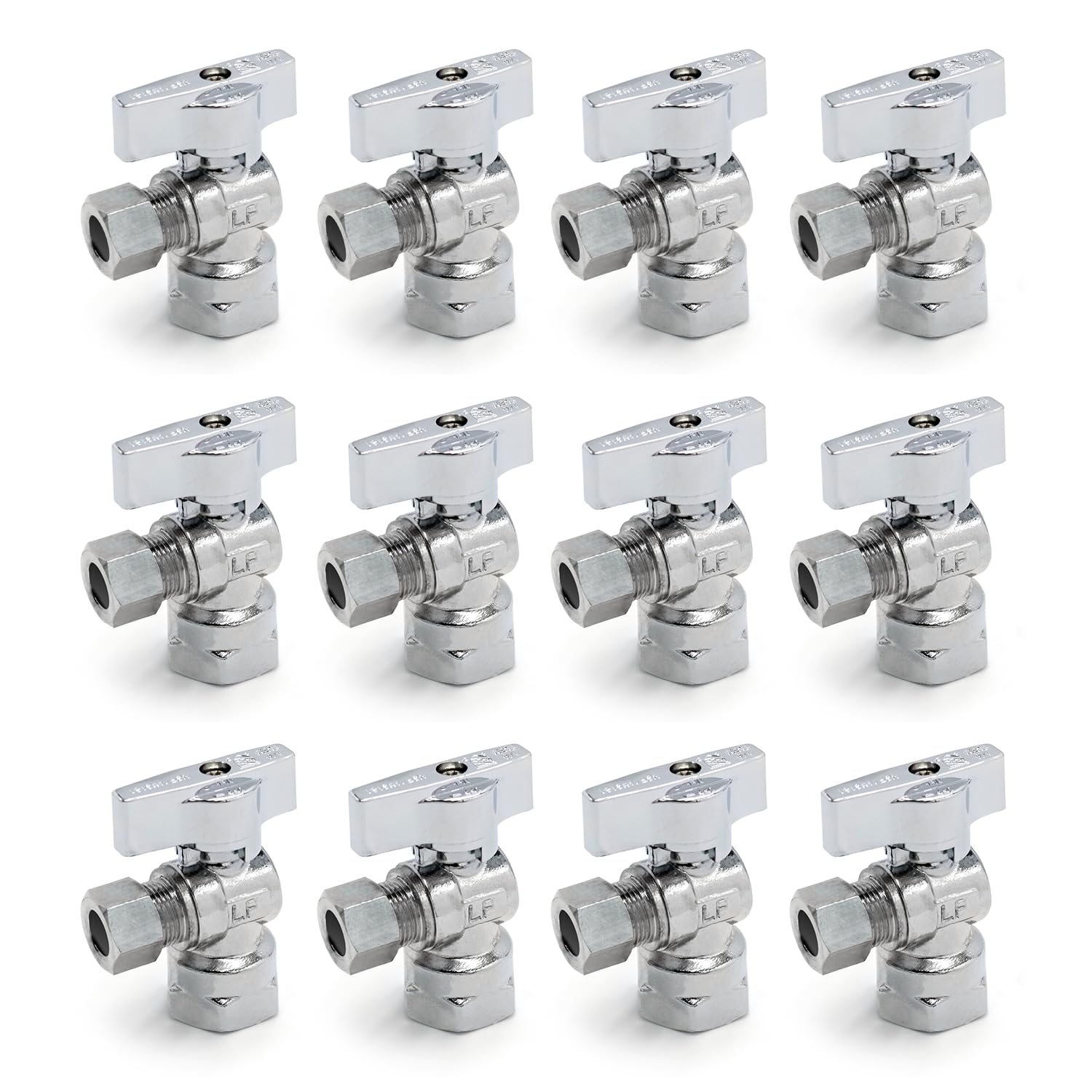 Lead-Free Brass, Quarter-Turn Angle Supply Stop Valves, 1/2" FIP Thread ...