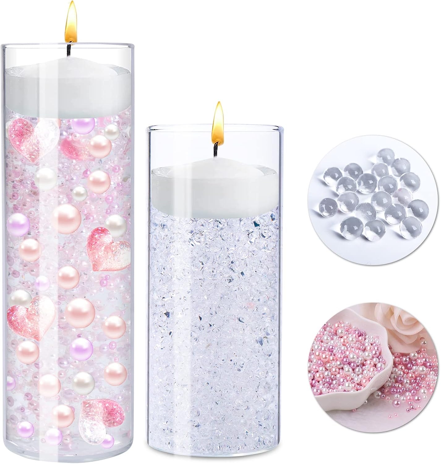 Amazon.com: Cylinder Glass Candle Holder|Clear Vases Centerpieces with ...