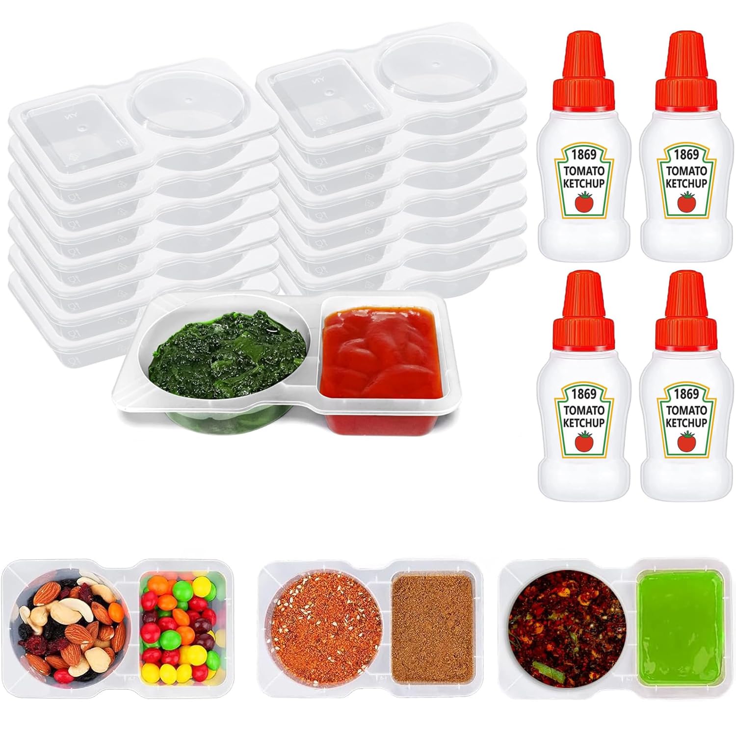 Amazon.com: 14 Pieces Condiment Container with Lids, Mini Ketchup ...