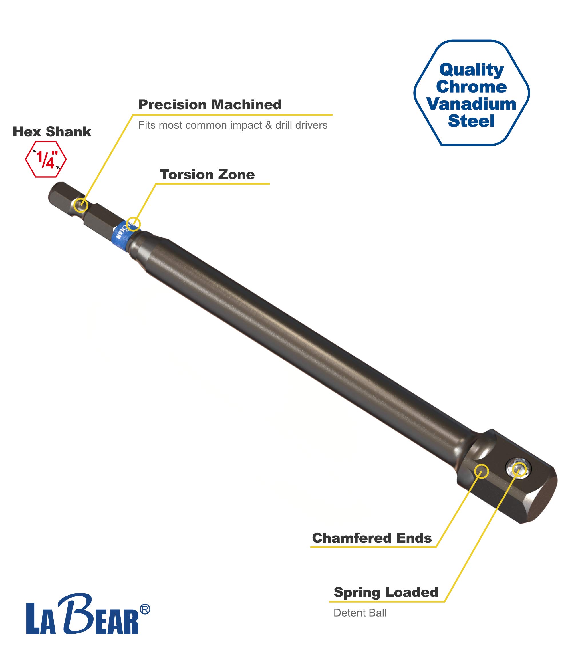 Snapklik.com : LABEAR - Impact Grade Socket Adapter Set, 6 Extension Bit