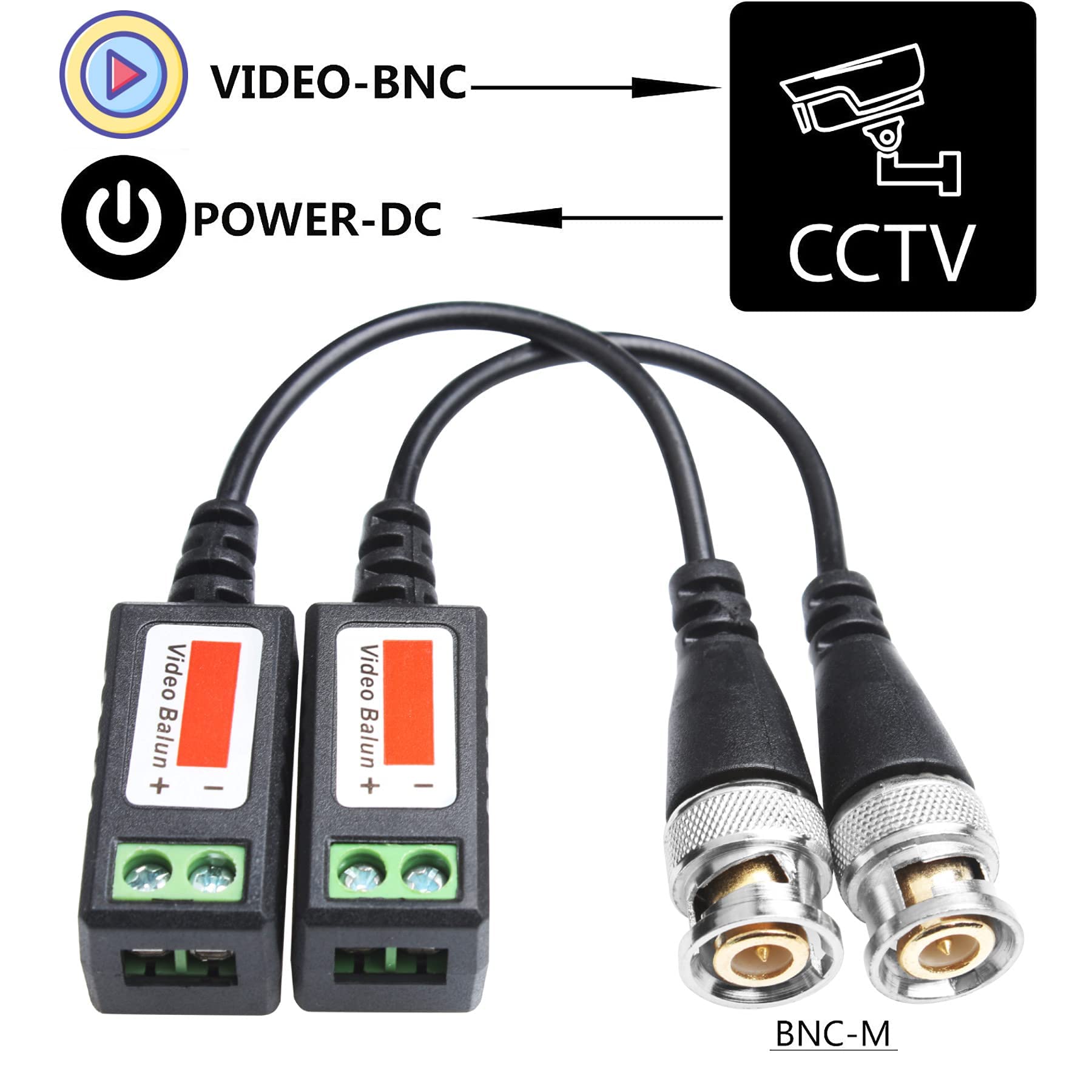 Buy Passive Video Balun Connectors 8 Pairs Cat5 HD Mini CCTV BNC Video ...