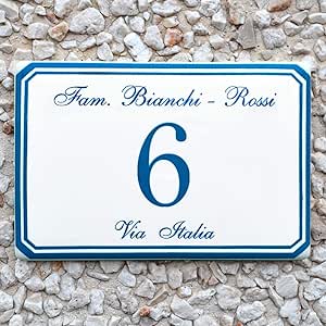 Ceramic'Arte Numero Civico Esterno Personalizzato. Indelebile a Vita ...