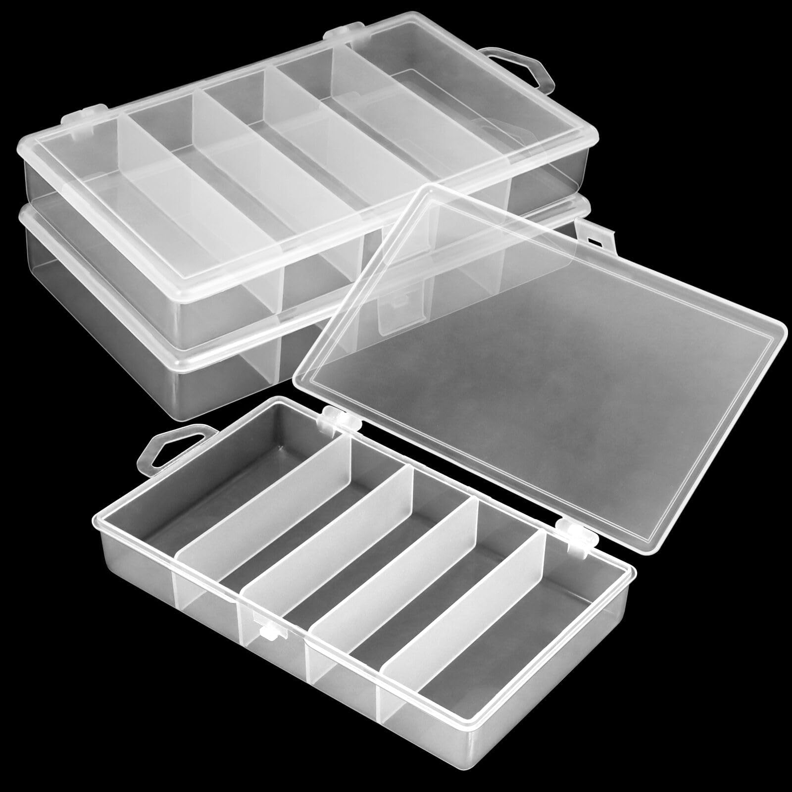 Amazon.com: 5 Grids Plastic Organizer Box Clear Fishing Tackle Storage ...
