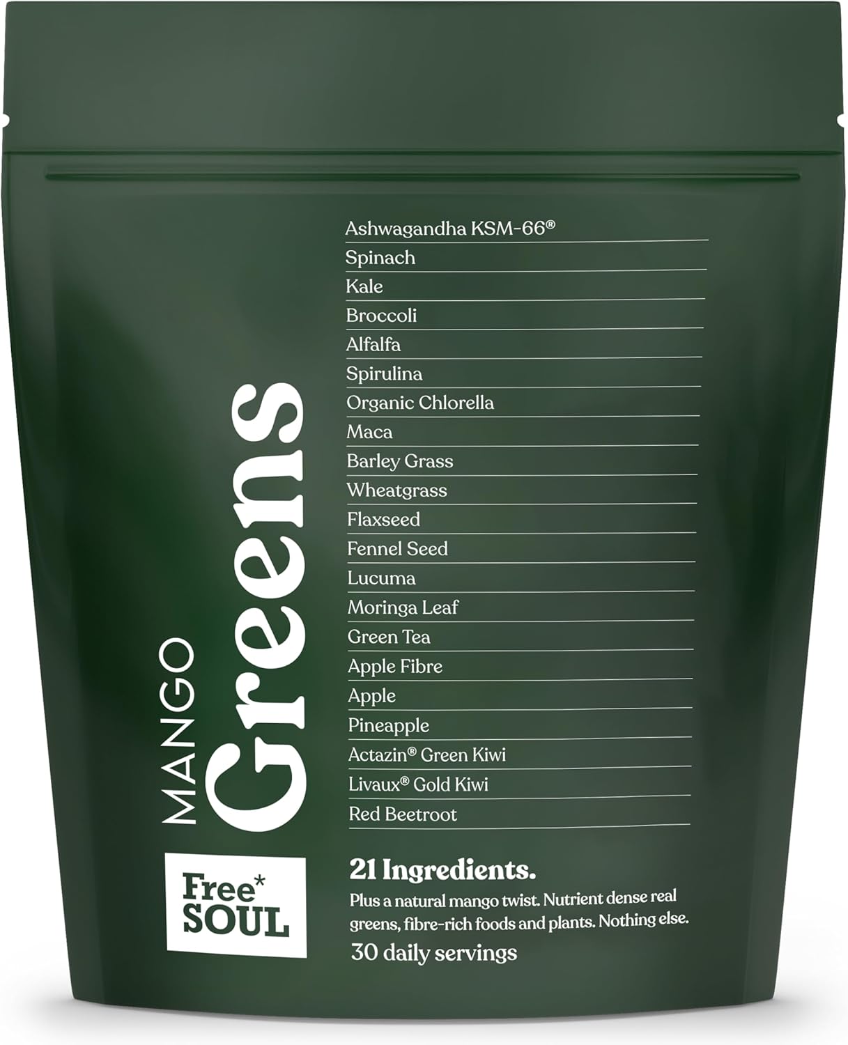 Free Soul Greens - 21 Advanced Greens, Superfoods, and Adaptogens Including KSM-66® Ashwagandha ...