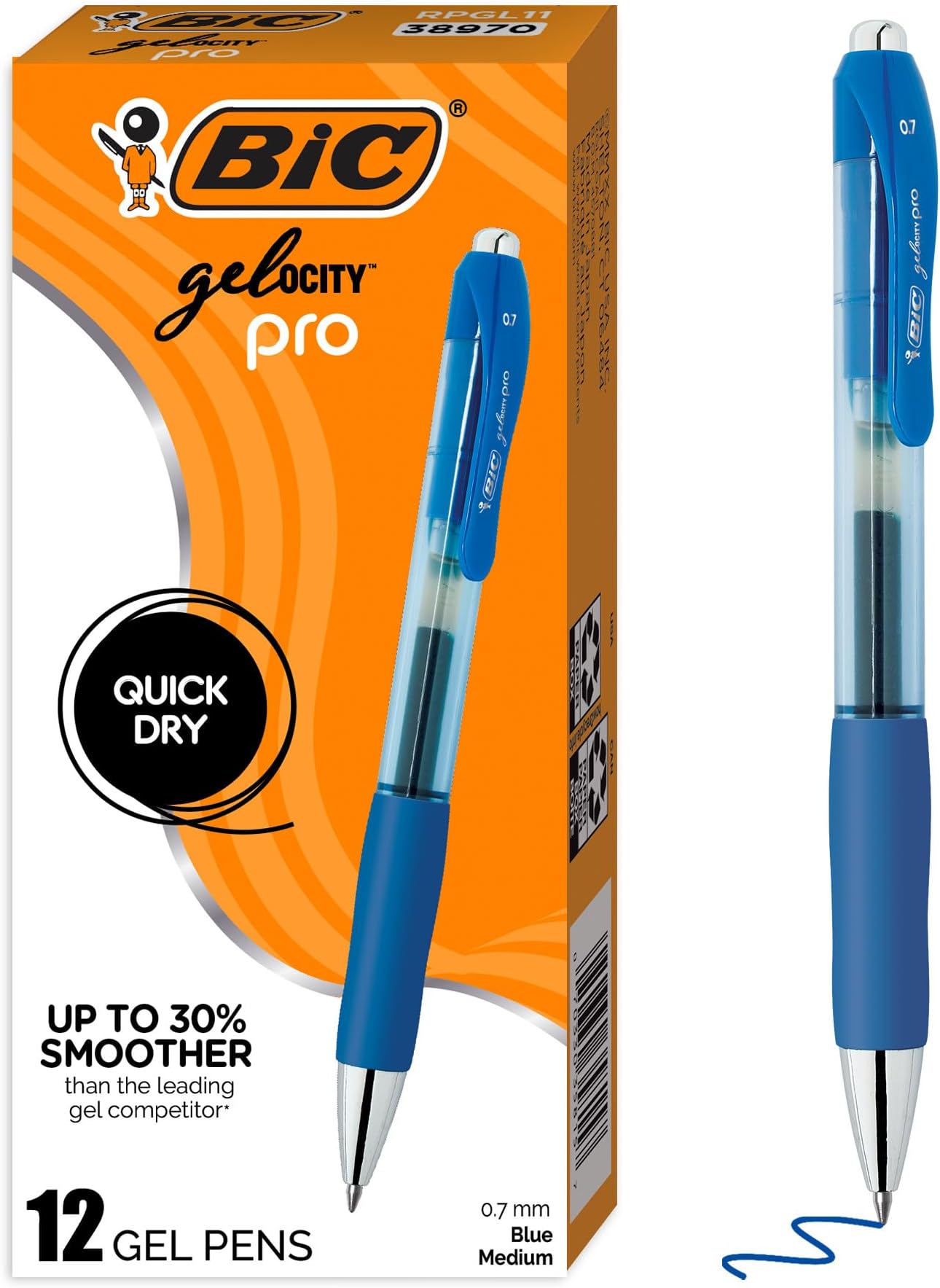 Amazon.com: BIC Gelocity Pro Blue Gel Pens, Medium Point (0.7 mm ...