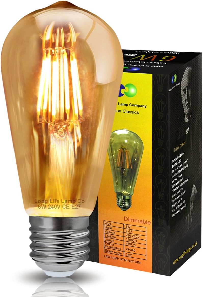 Retro Vintage LED 4w Test Tube Edison Style Filament Bulb Smoked Gold ...