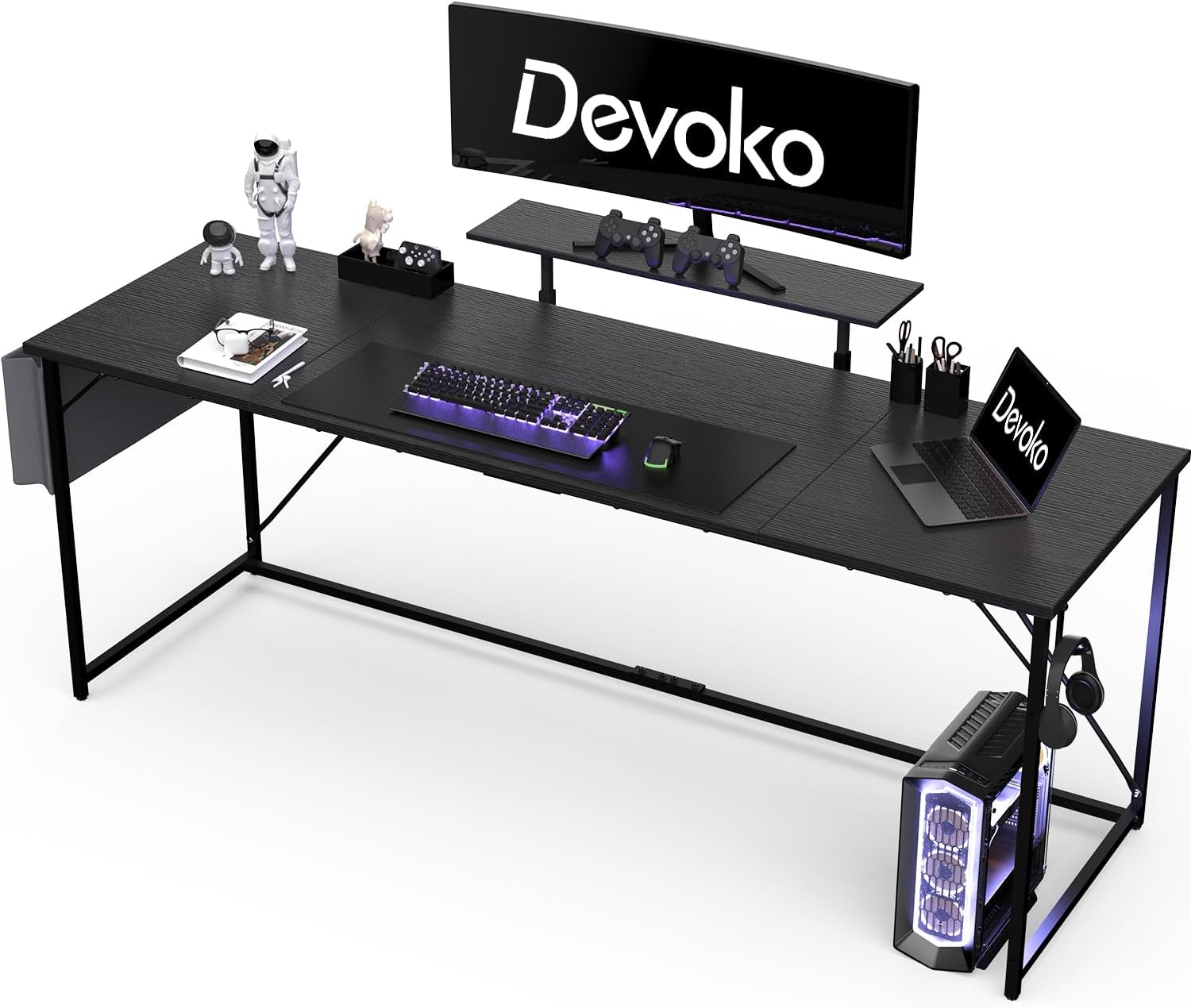 Devoko Computer Desk, Home Office desk with Monitor Stand and Storage ...