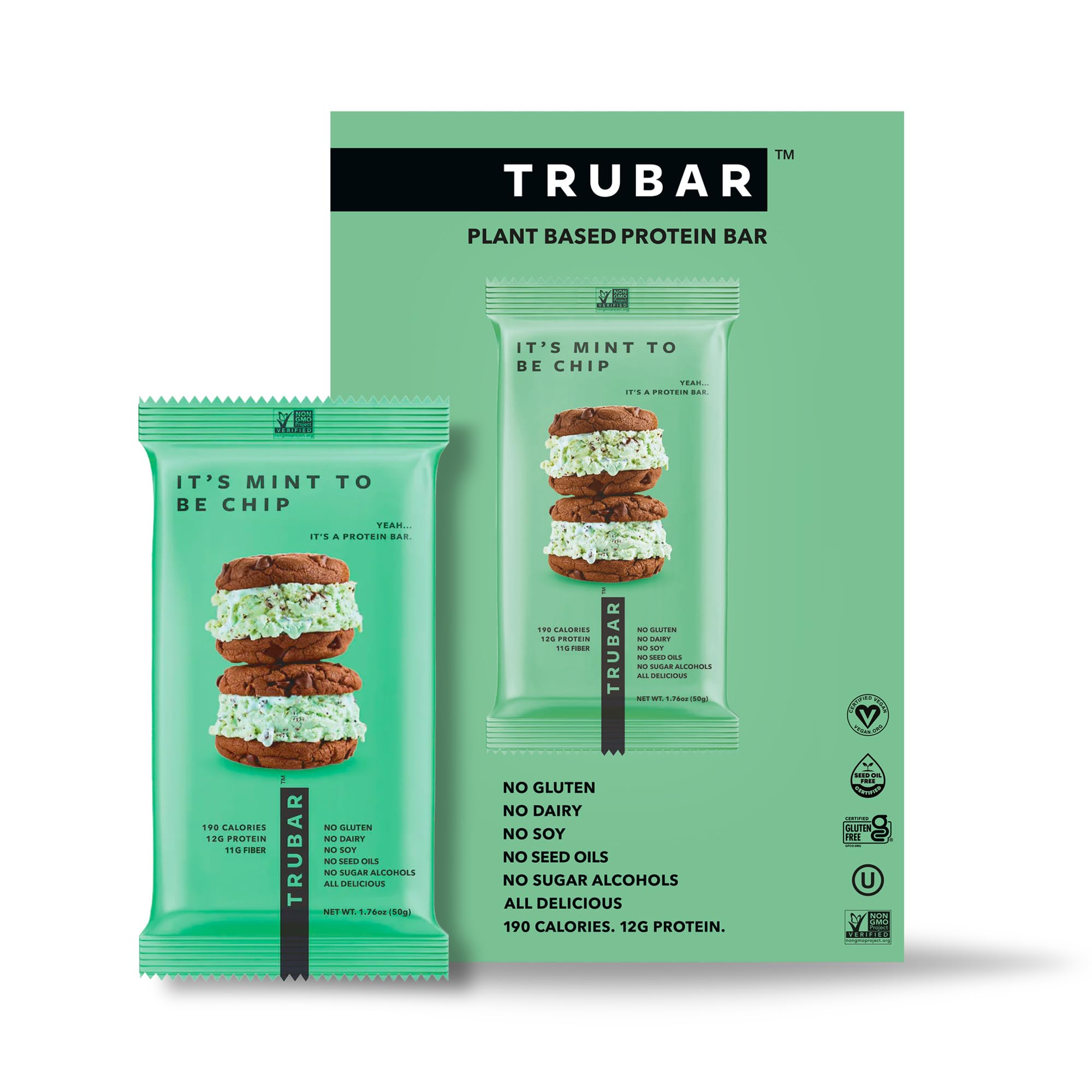Amazon.com : TRUBAR Vegan Protein Bar, It’s Mint to Be Chip, Gluten ...