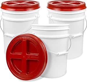 Amazon.com: ePackageSupply 5 Gallon White Bucket with Red Gamma Seal Screw on Airtight Lid ...