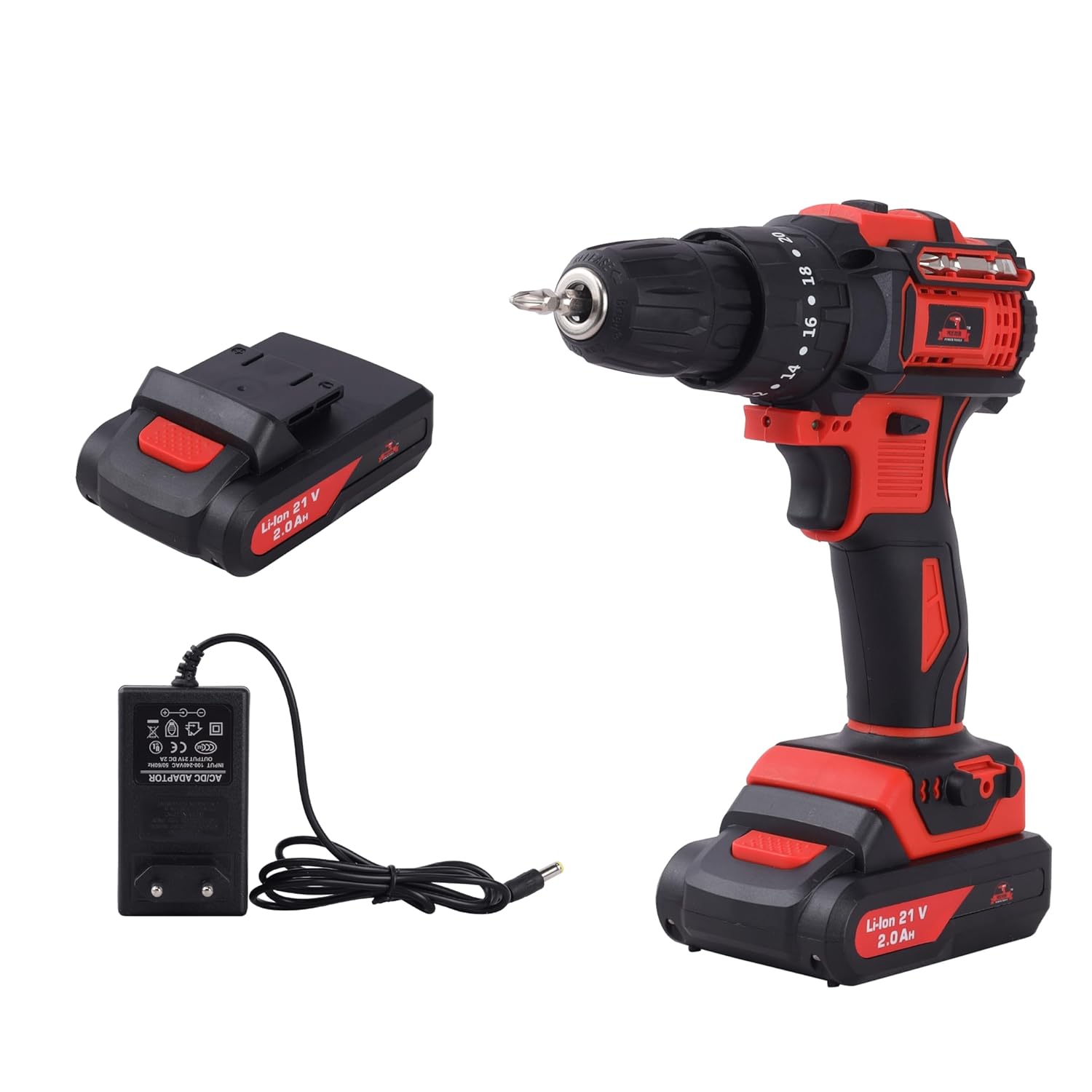 MEHR POWER TOOLS Cordless Brushless Screwdriver/Impact Drill with 2pc ...