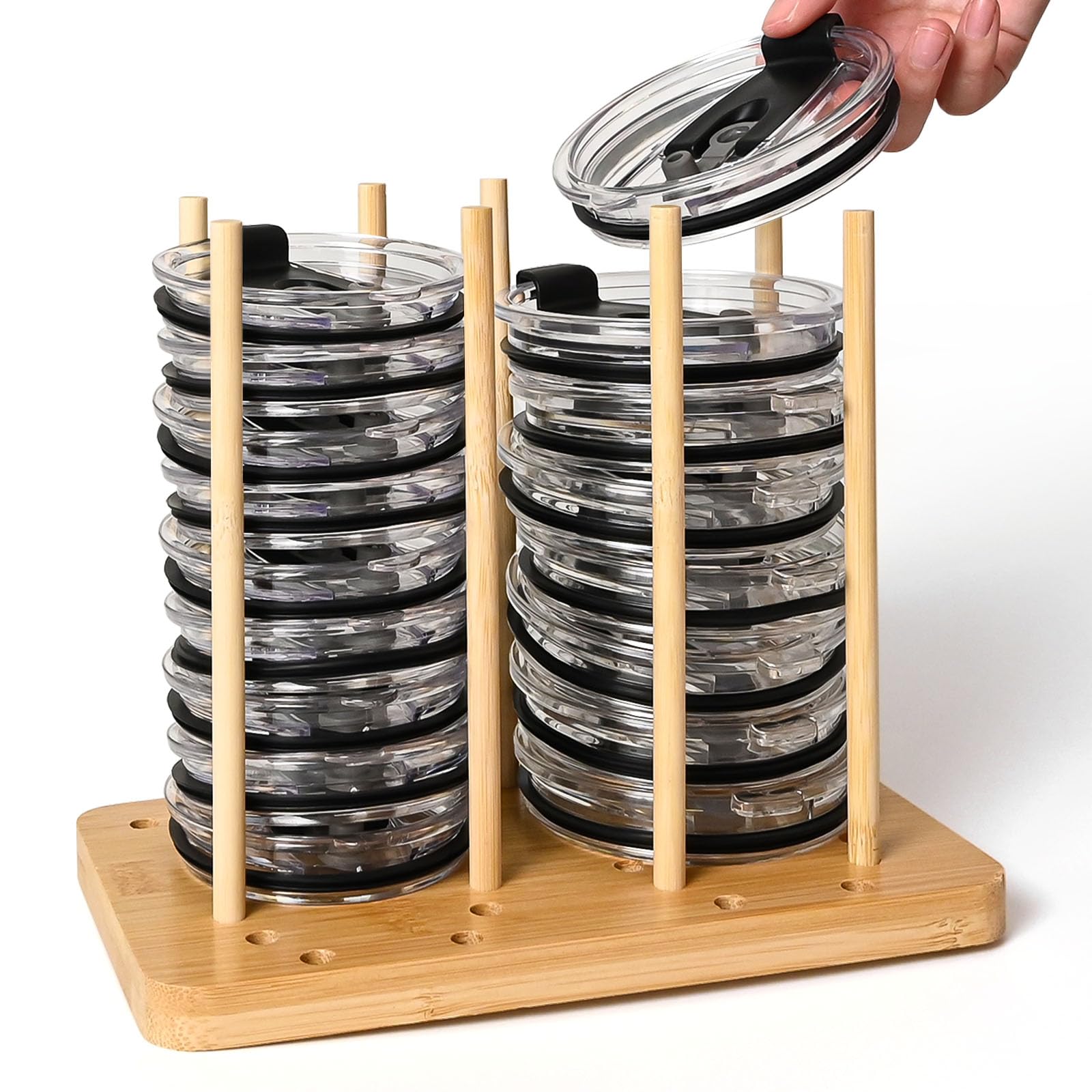 Amazon.com: XIXUN Bamboo Tumbler Lid Organizer for Cabinet Extra Thick ...
