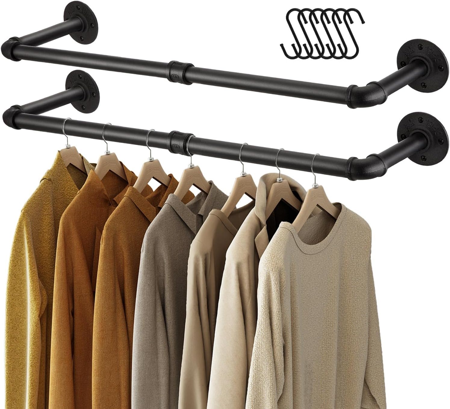 Amazon.com: PIPE DECOR Industrial Pipe Wall Mounted Clothing Rack ...