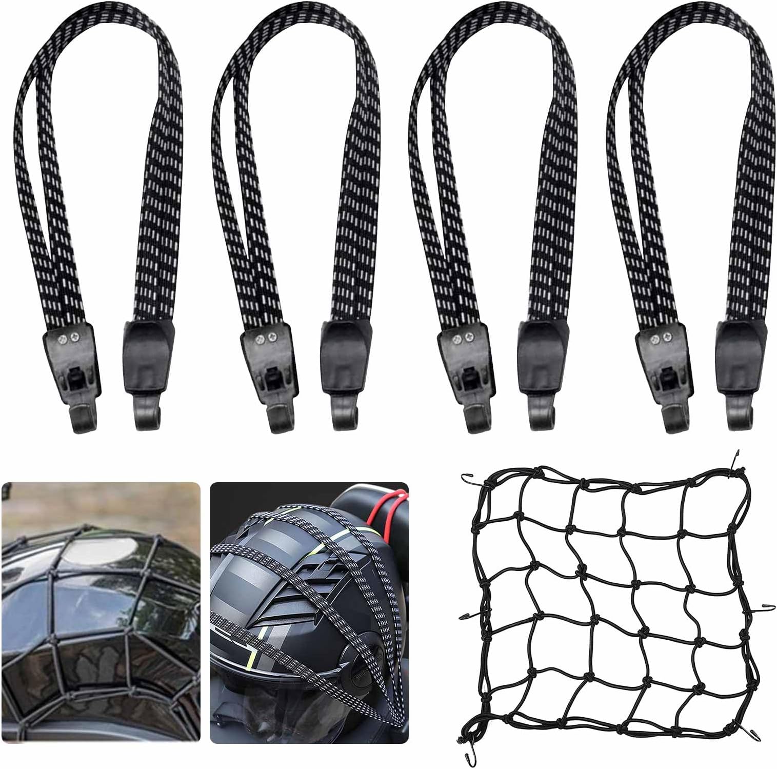 5 Pieces Tendeur Elastique Noir,Tendeurs Elastique avec Crochets ...