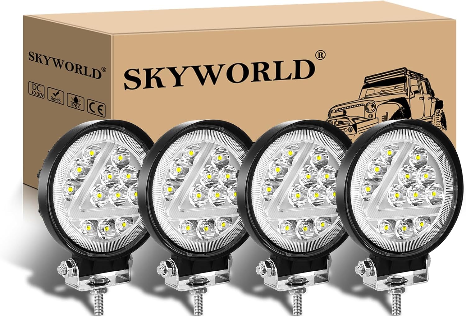 Amazon.com: SKYWORLD 4PCS 4 inch 36W Round LED Work Light, 12V 24V Dual ...