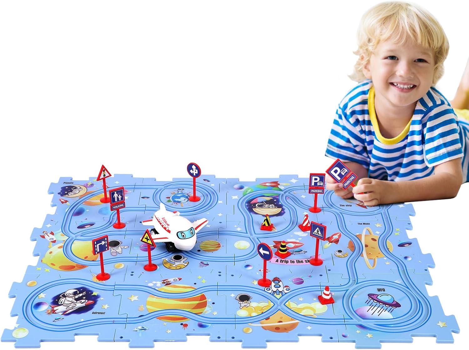 Amazon.com: 25pcs Puzzle Racer Track Car Toys, Toddler Puzzles Set DIY ...