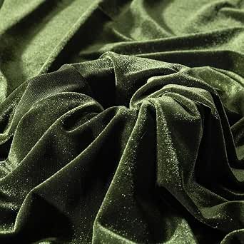 Amazon.com: Dark Olive Green Velvet Fabric, 60" Wide Soft Stretchy ...
