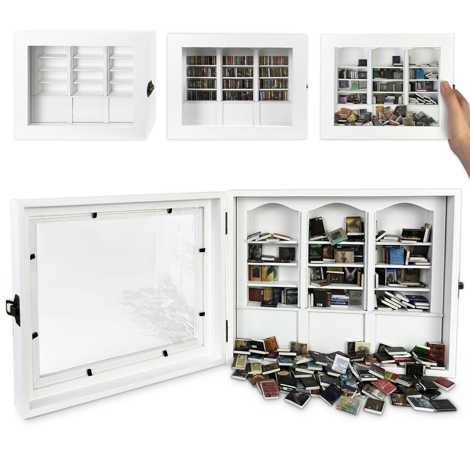 Amazon.com: Anxiety Bookshelf 300pcs Mini Books Mini Bookshelf Ornament ...