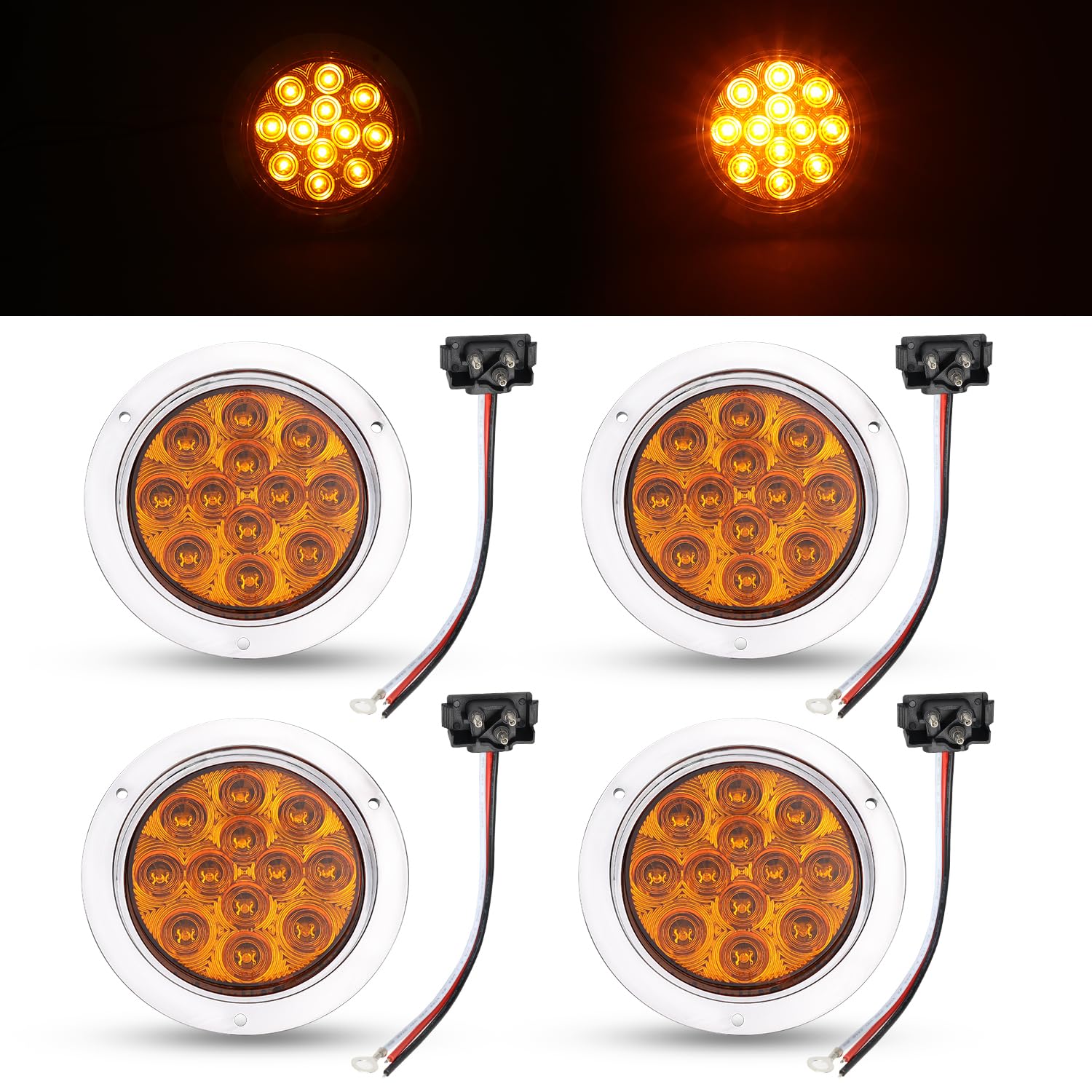 Snapklik.com : TMH 4 Pcs 4 Inch Amber LED F3 Piranha Round Trailer Tail ...