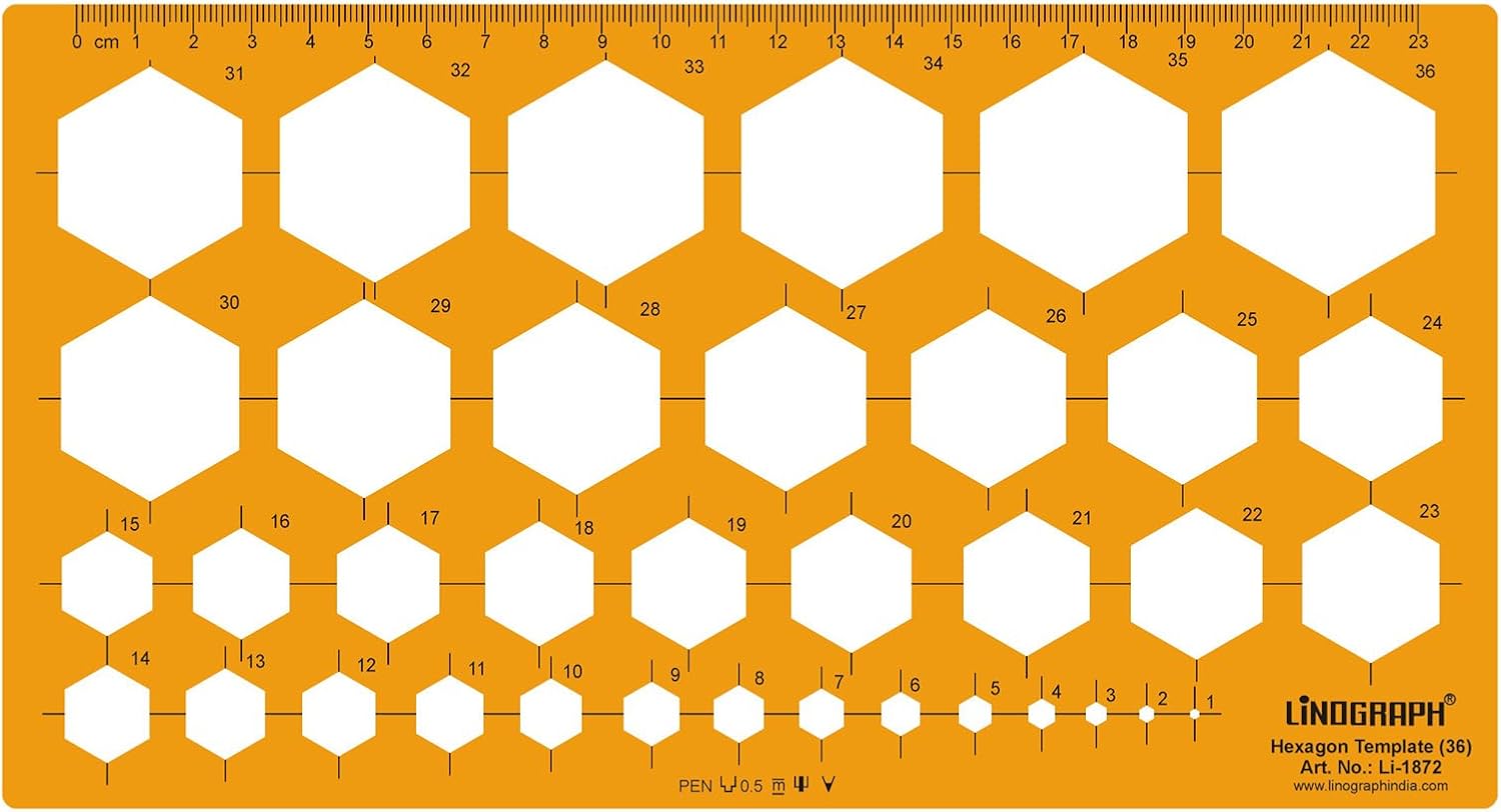 Amazon.com: Hexagon Drafting and Design Template Stencil Symbols Technical Drawing Scale