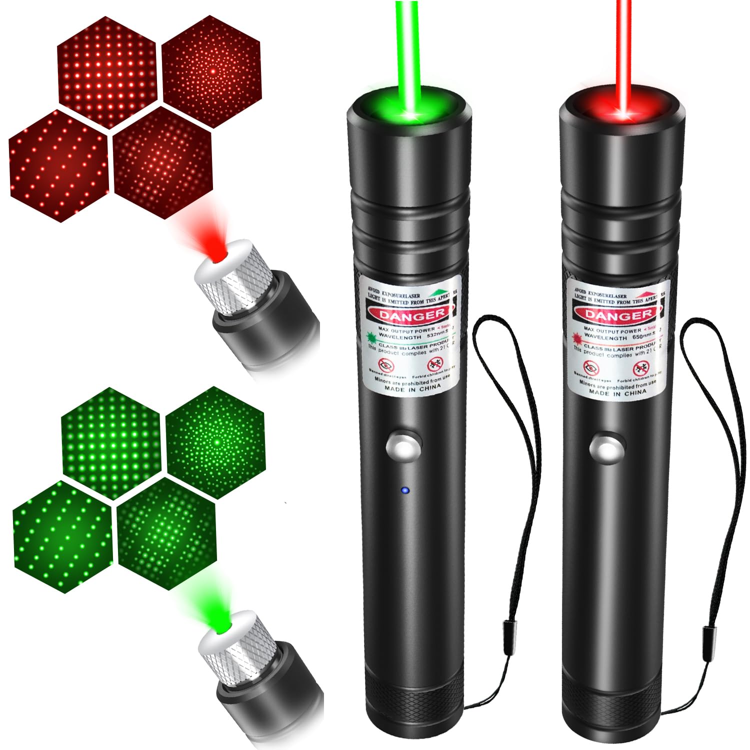Buy [2 Packs Green+Red Beam] Rechargeable Green & Red Beam Light ...