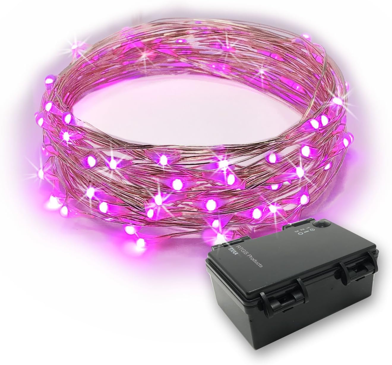 RTGS 60 LEDs Pink Color String Lights Silver Wire Indoor and Outdoor 20 ...