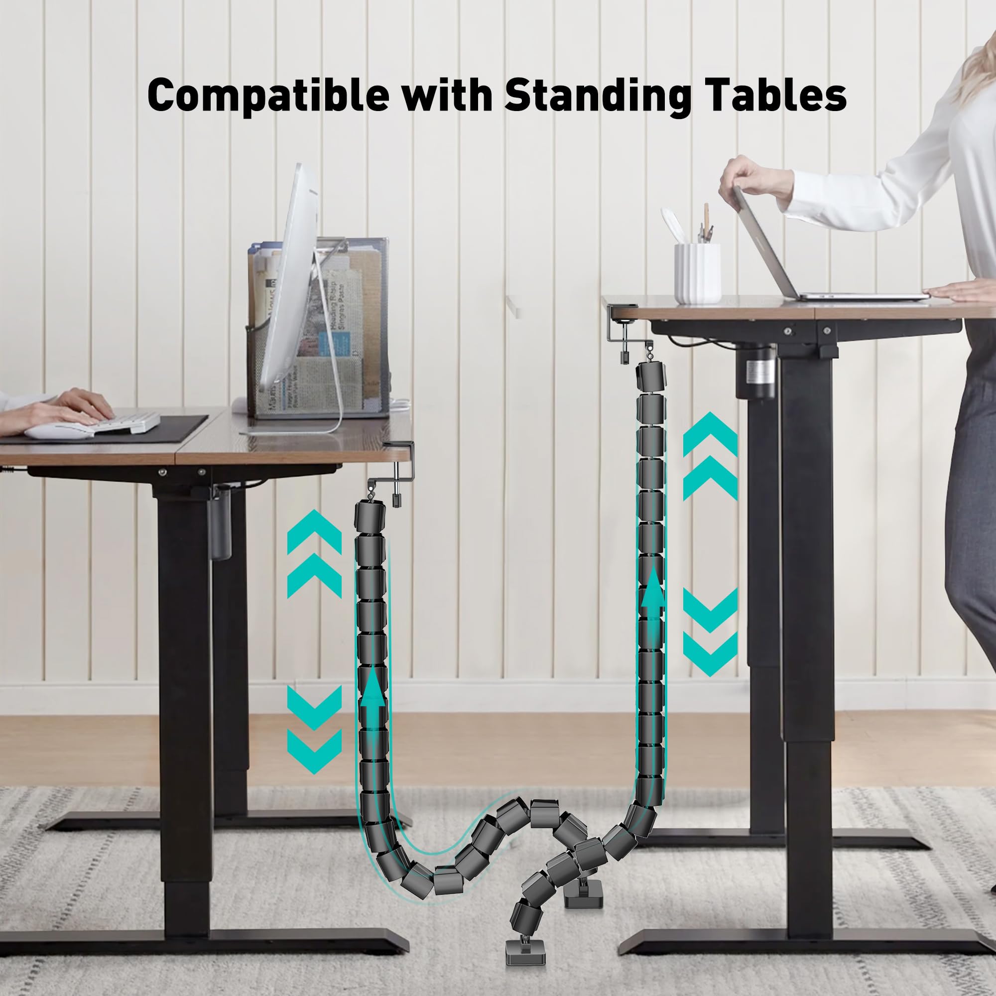 Low Profile Under Desk Cable Management Vertebrae - Flexible Cable ...