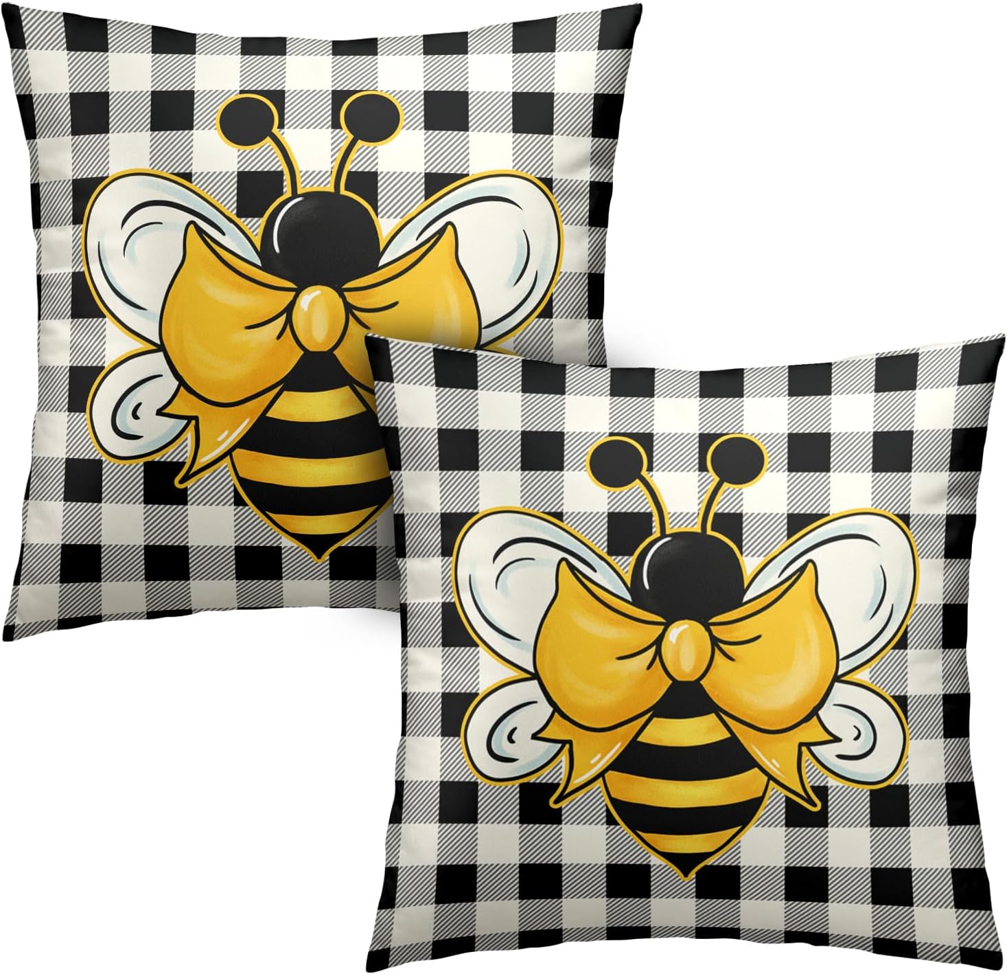 Amazon.com: Kwlegh Yellow Bumble Bee Pillow Covers 18x18 Set of 2 Black ...